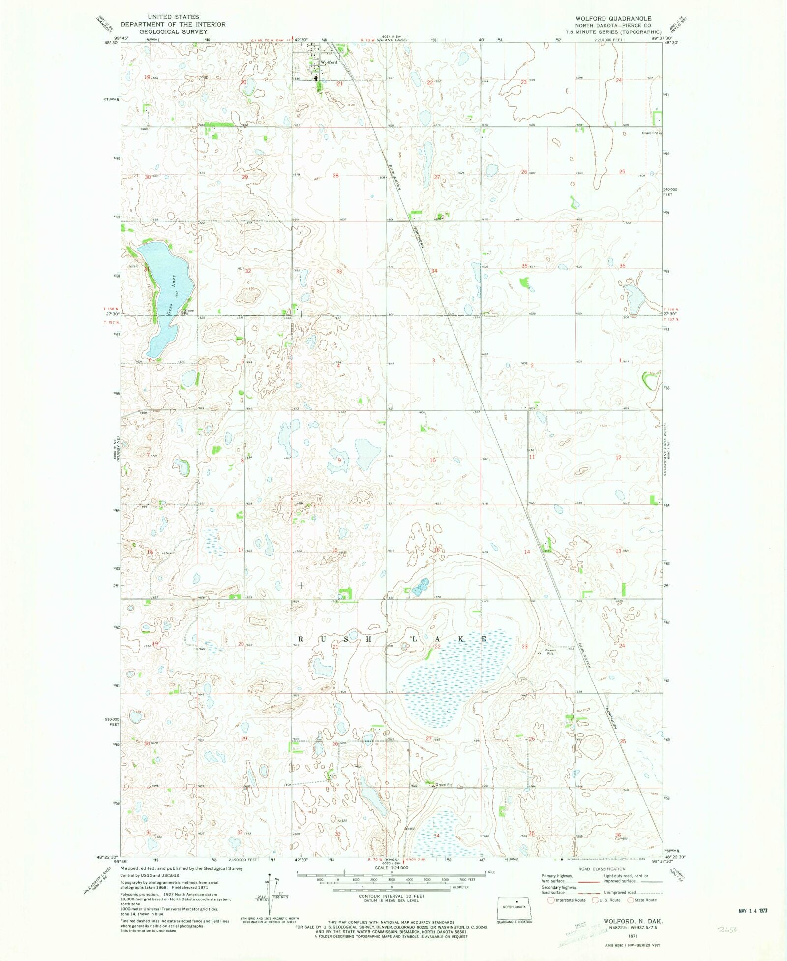 Classic USGS Wolford North Dakota 7.5'x7.5' Topo Map – MyTopo Map Store