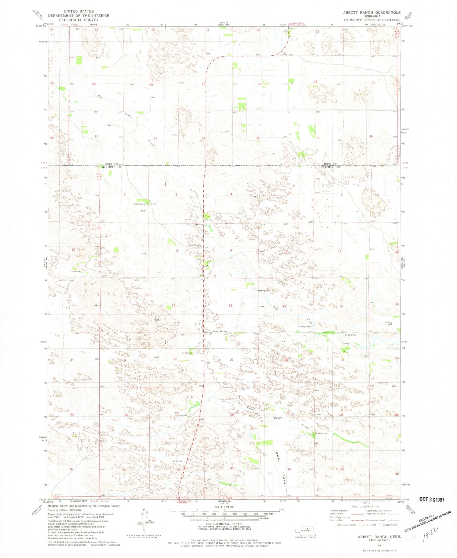 Classic USGS Abbott Ranch Nebraska 7.5'x7.5' Topo Map – MyTopo Map Store