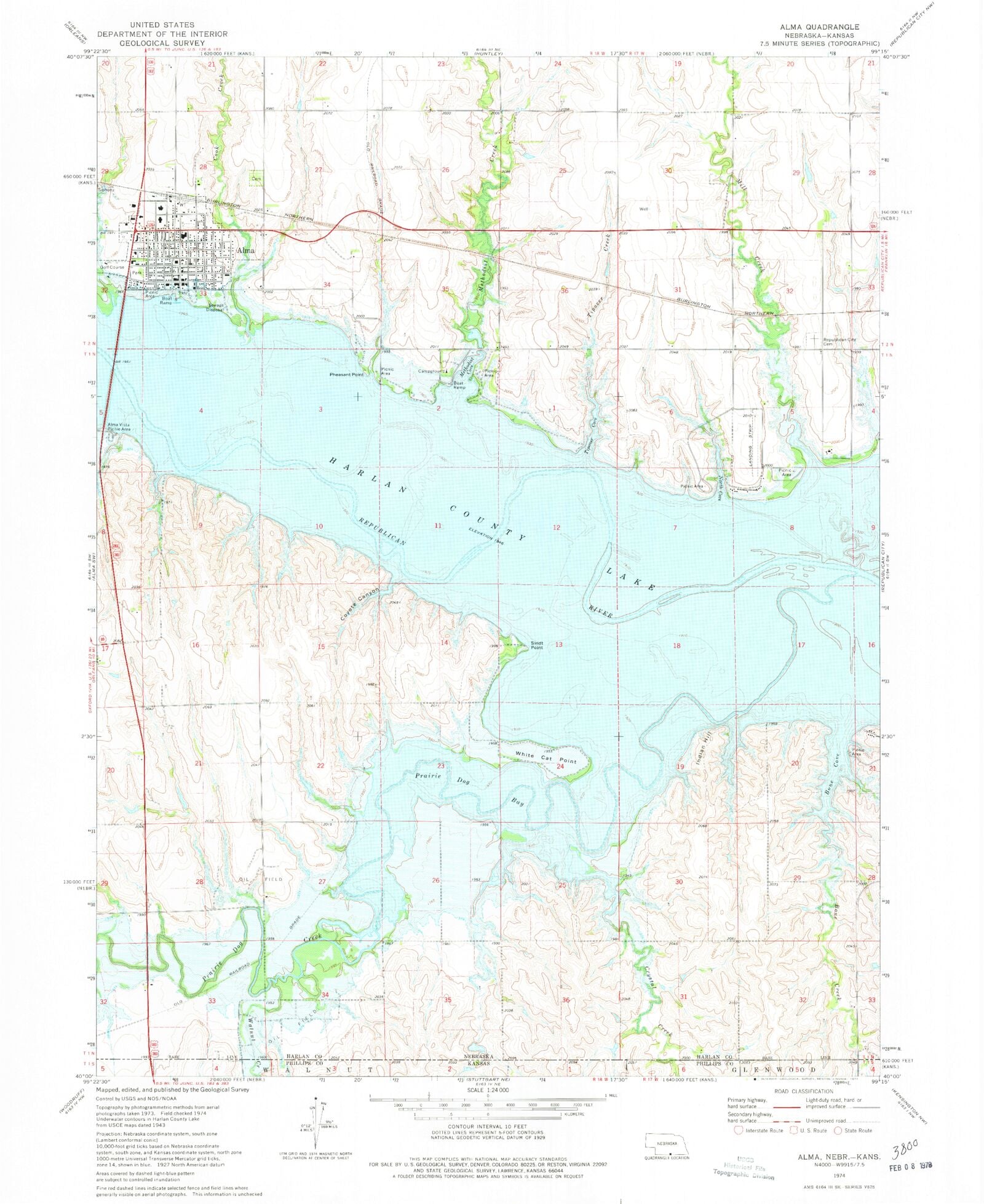 Classic USGS Alma Nebraska 7.5'x7.5' Topo Map – MyTopo Map Store