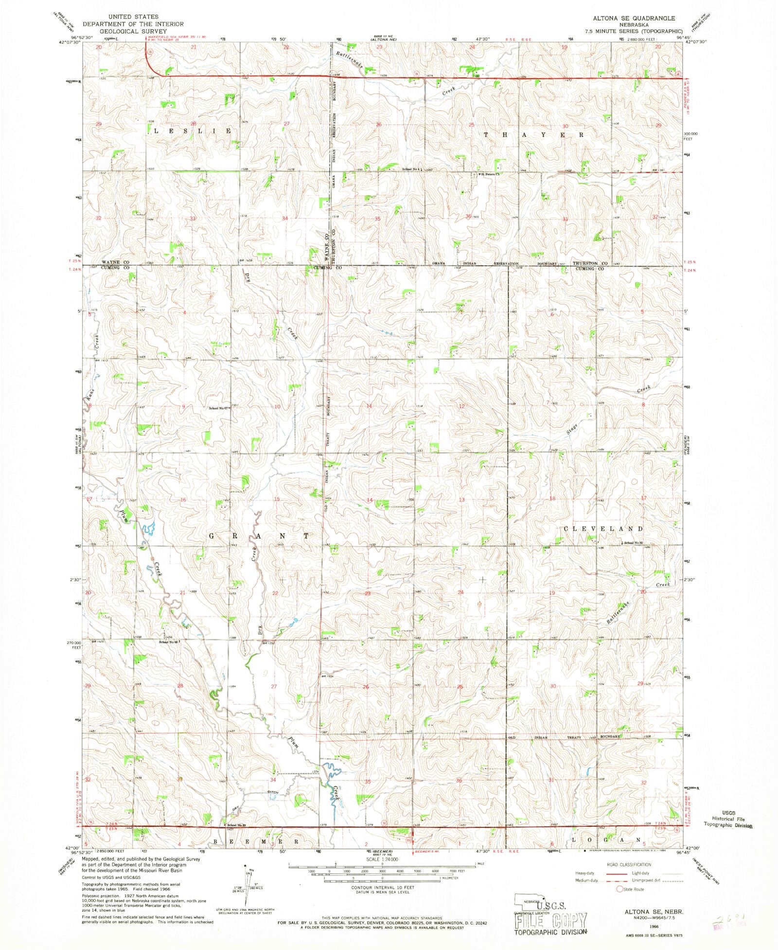 Classic USGS Altona SE Nebraska 7.5'x7.5' Topo Map – MyTopo Map Store