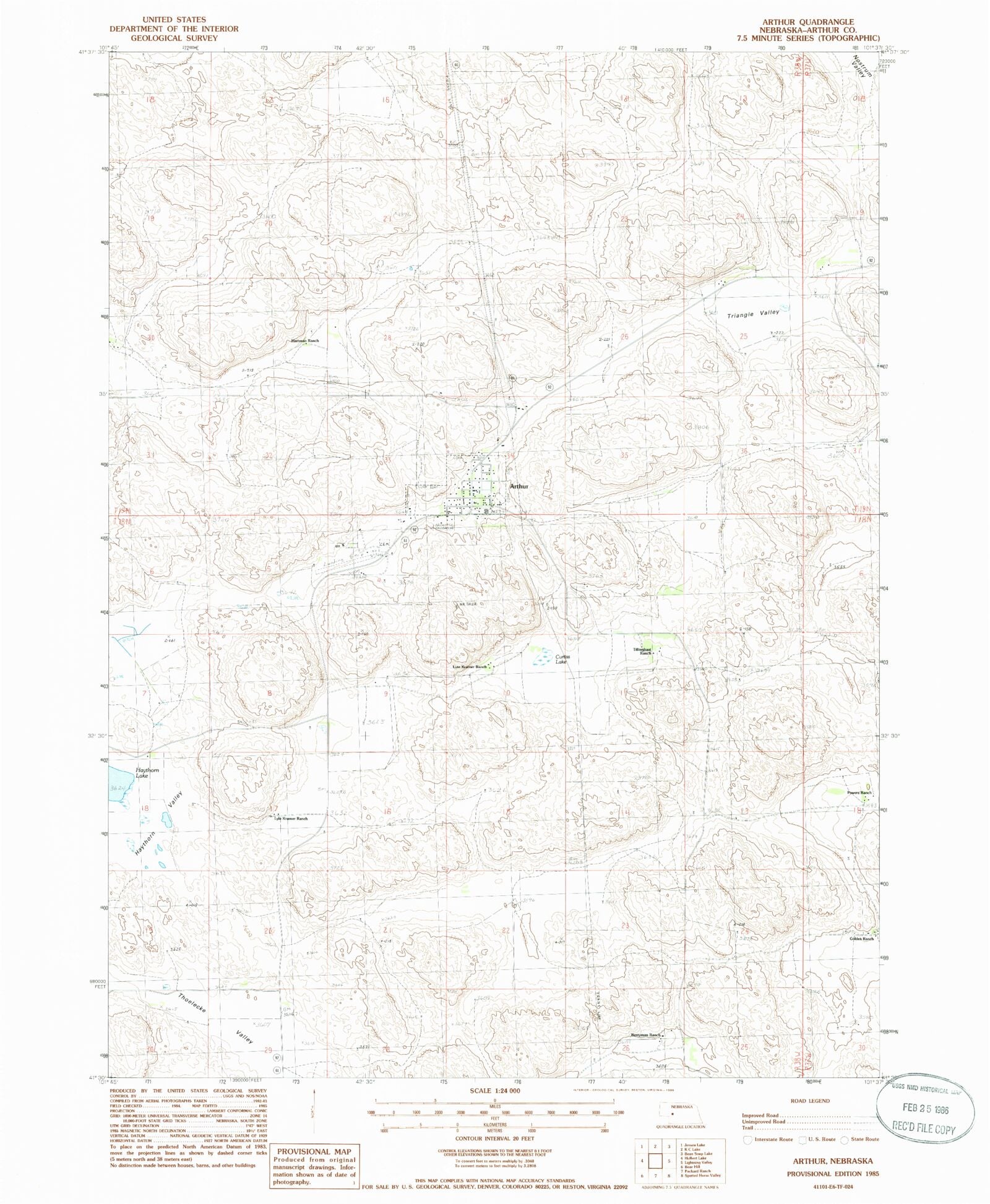 Classic USGS Arthur Nebraska 7.5'x7.5' Topo Map – MyTopo Map Store