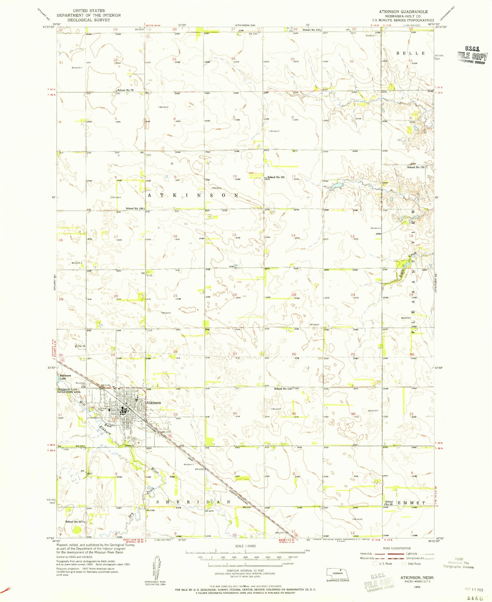 Classic USGS Atkinson Nebraska 7.5'x7.5' Topo Map – MyTopo Map Store