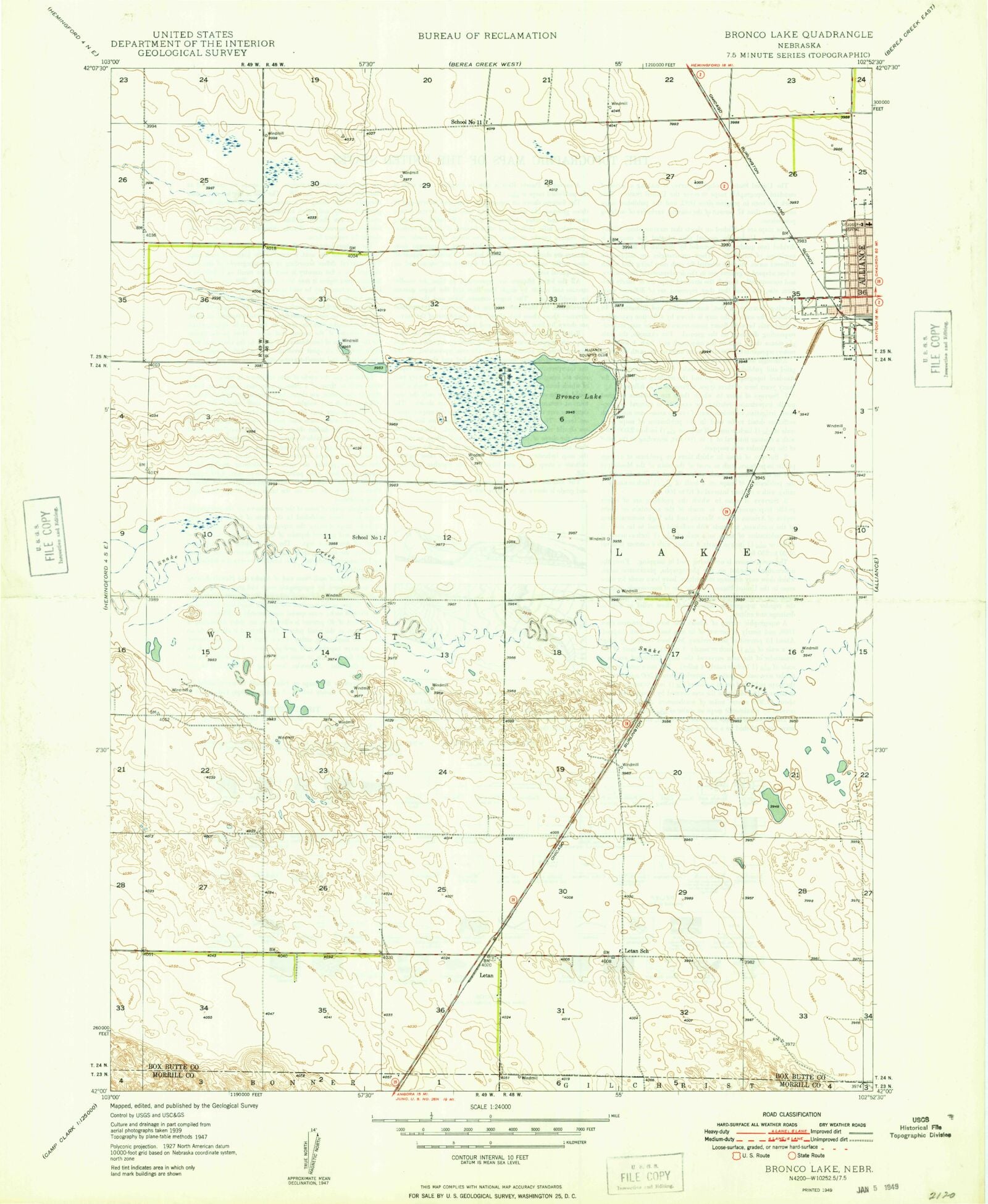 Classic USGS Alliance West Nebraska 7.5'x7.5' Topo Map – MyTopo Map Store