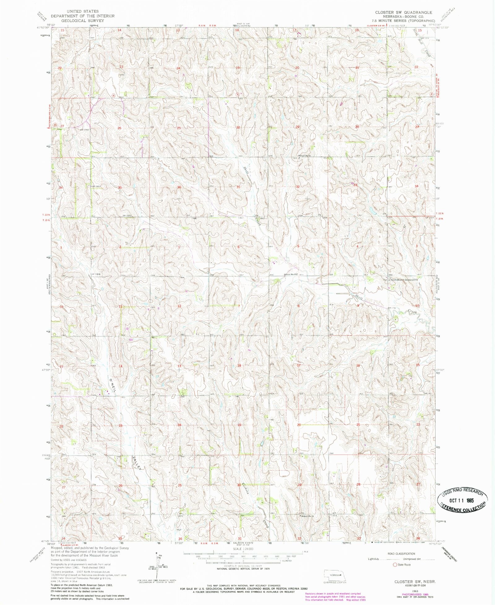 Classic USGS Closter SW Nebraska 7.5'x7.5' Topo Map – MyTopo Map Store