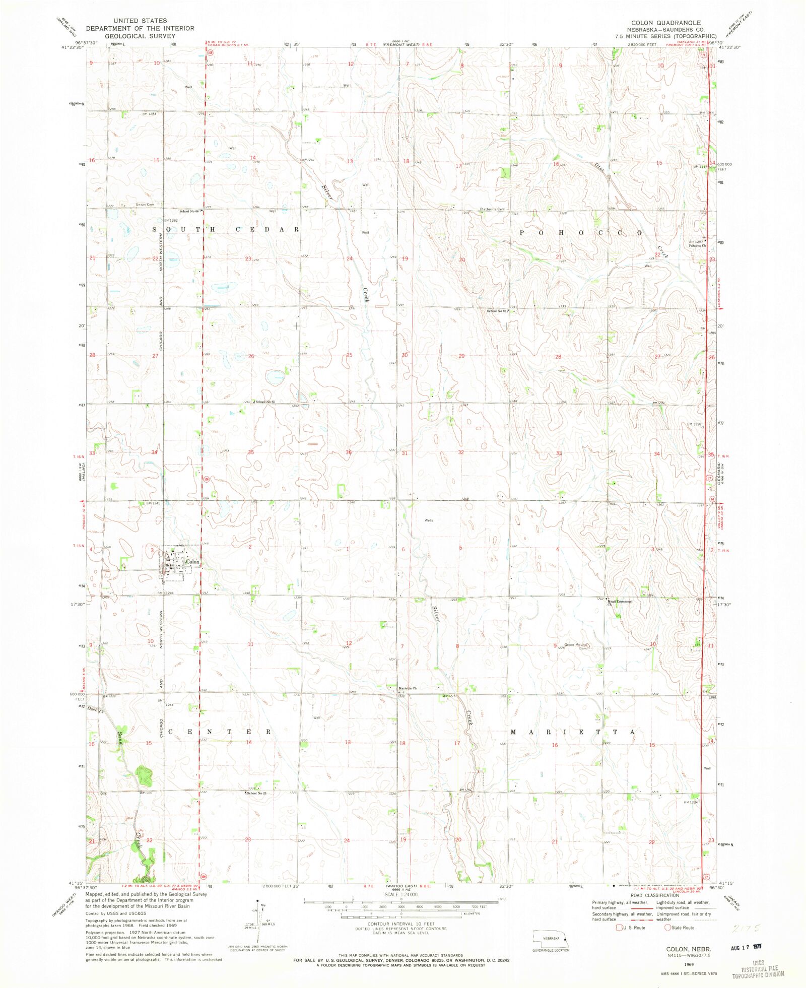 Classic USGS Colon Nebraska 7.5'x7.5' Topo Map – MyTopo Map Store