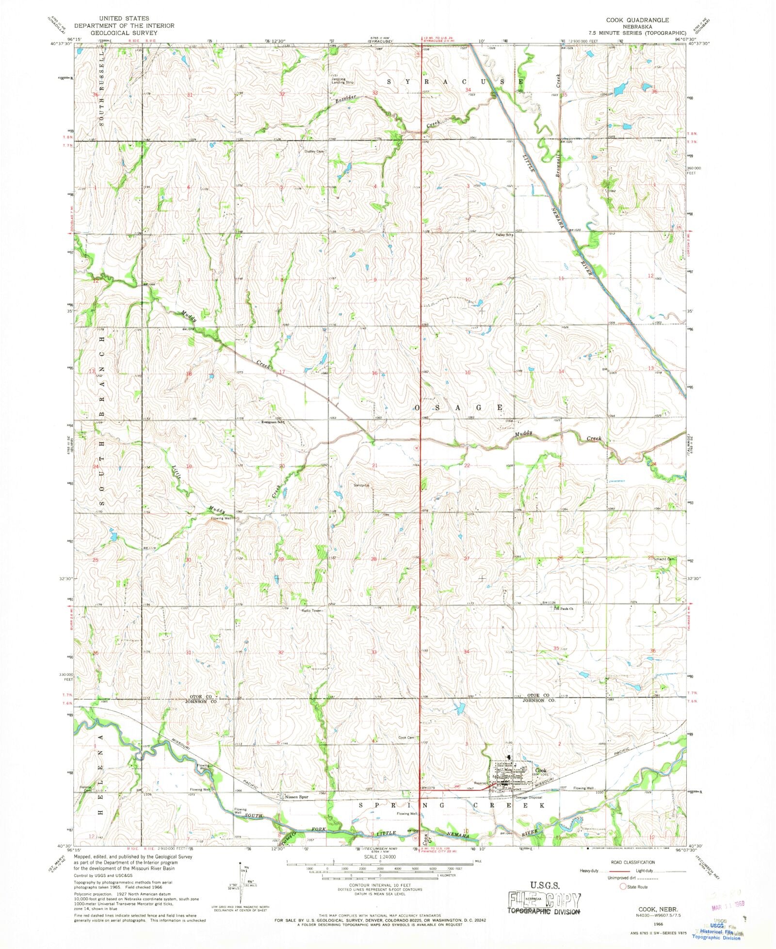 Classic USGS Cook Nebraska 7.5'x7.5' Topo Map – MyTopo Map Store