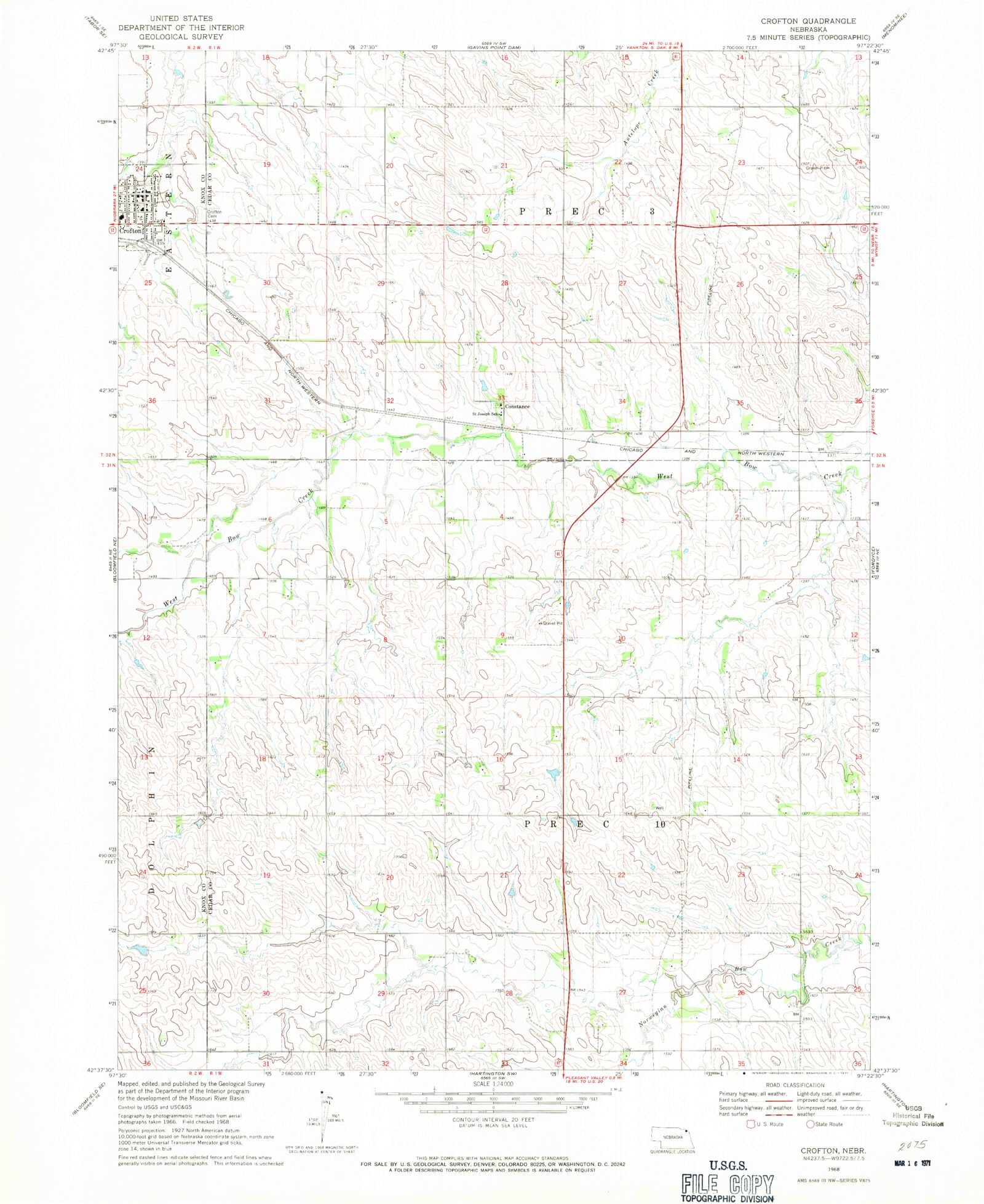 Classic USGS Crofton Nebraska 7.5'x7.5' Topo Map – MyTopo Map Store