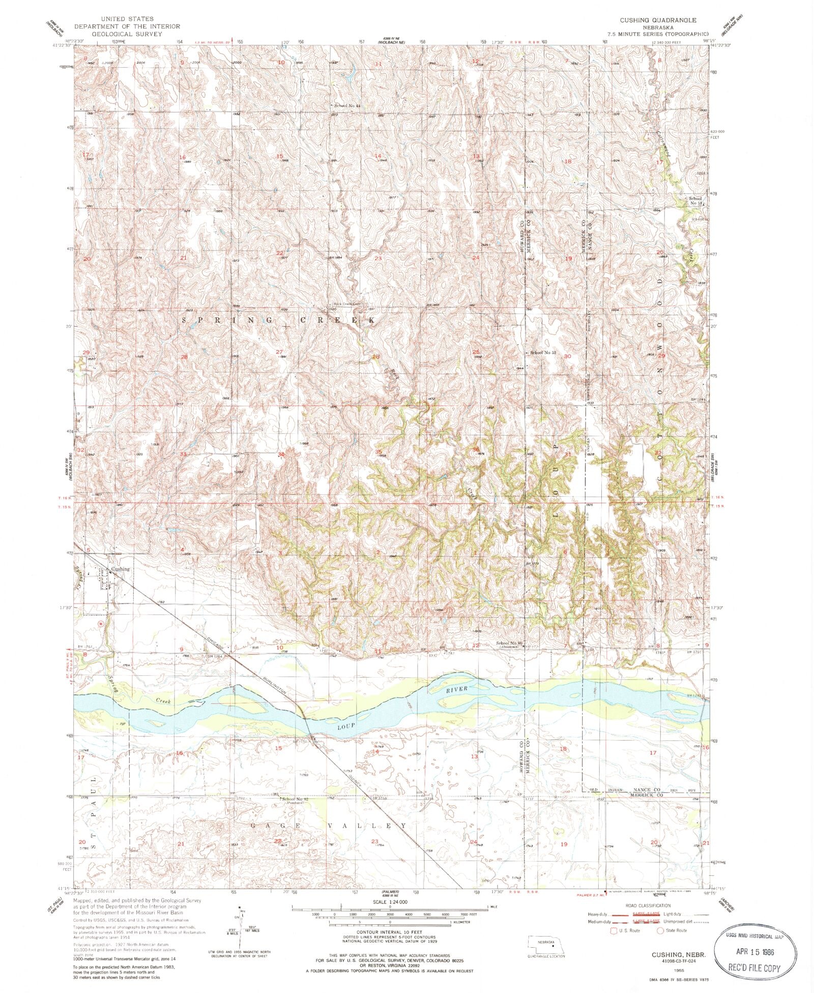 Classic USGS Cushing Nebraska 7.5'x7.5' Topo Map – MyTopo Map Store