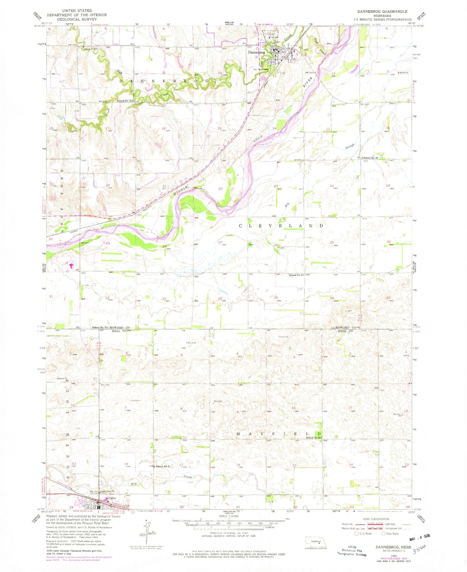 Classic USGS Dannebrog Nebraska 7.5'x7.5' Topo Map – MyTopo Map Store