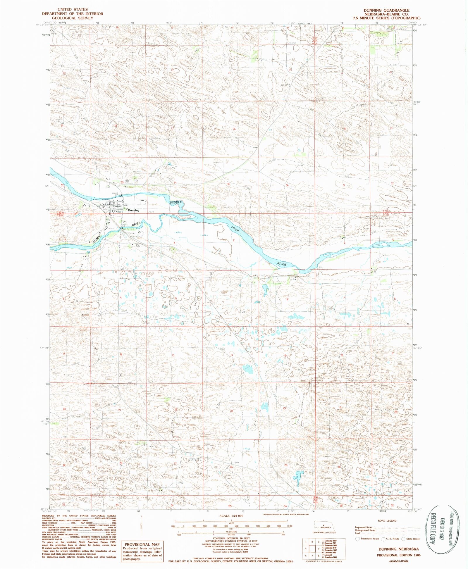 Classic USGS Dunning Nebraska 7.5'x7.5' Topo Map – MyTopo Map Store