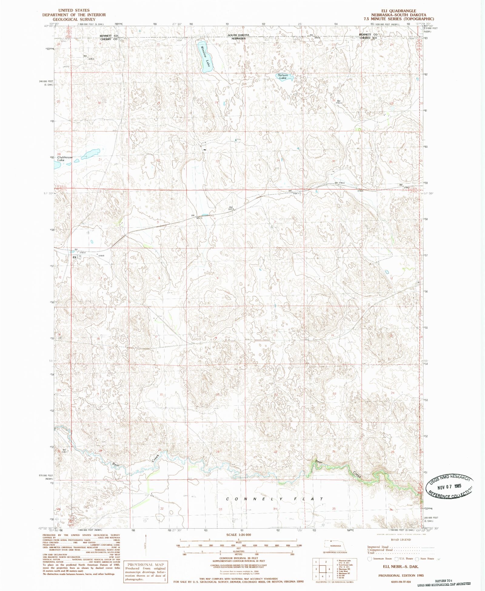 Classic USGS Eli Nebraska 7.5'x7.5' Topo Map – MyTopo Map Store