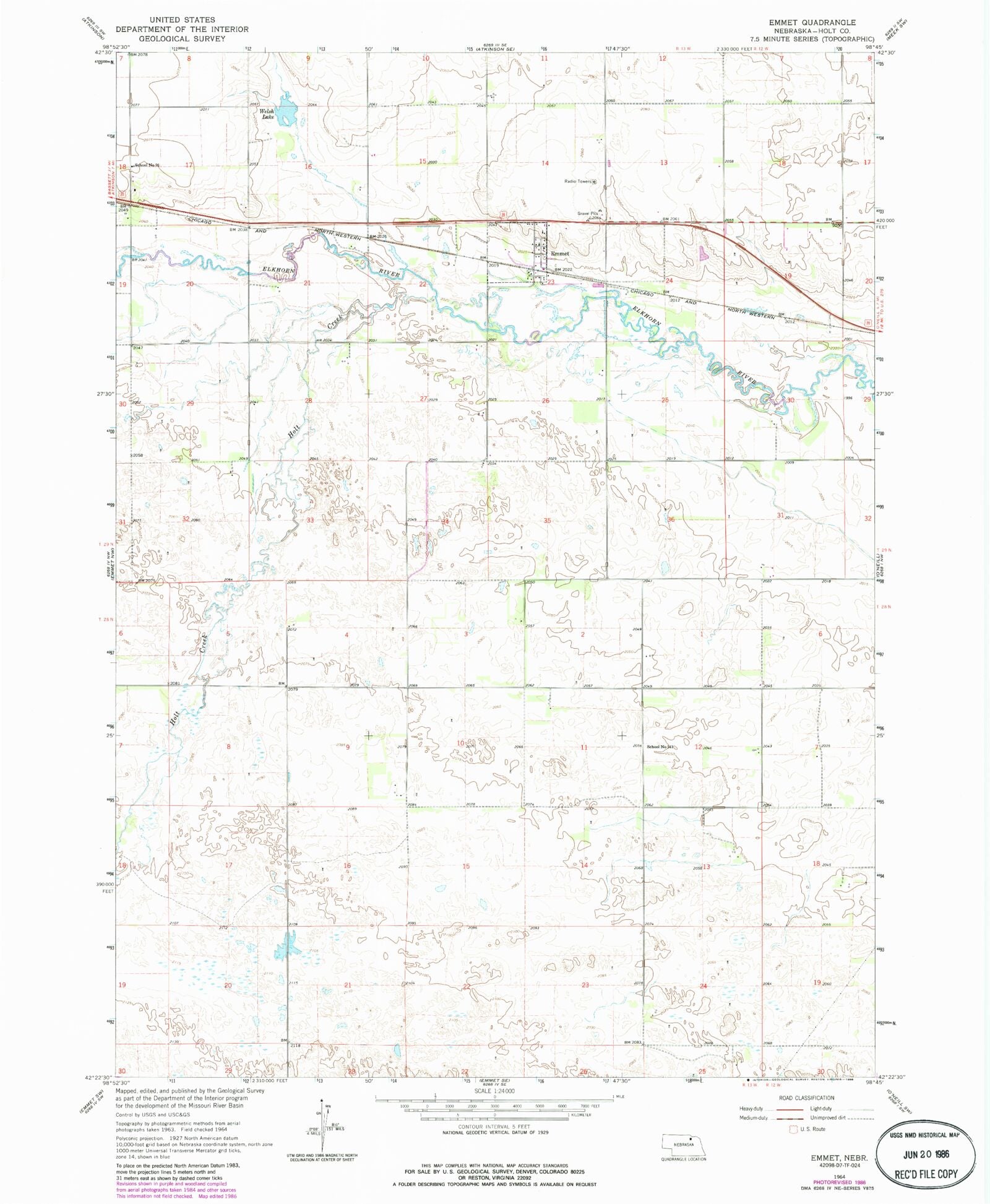 Classic USGS Emmet Nebraska 7.5'x7.5' Topo Map – MyTopo Map Store
