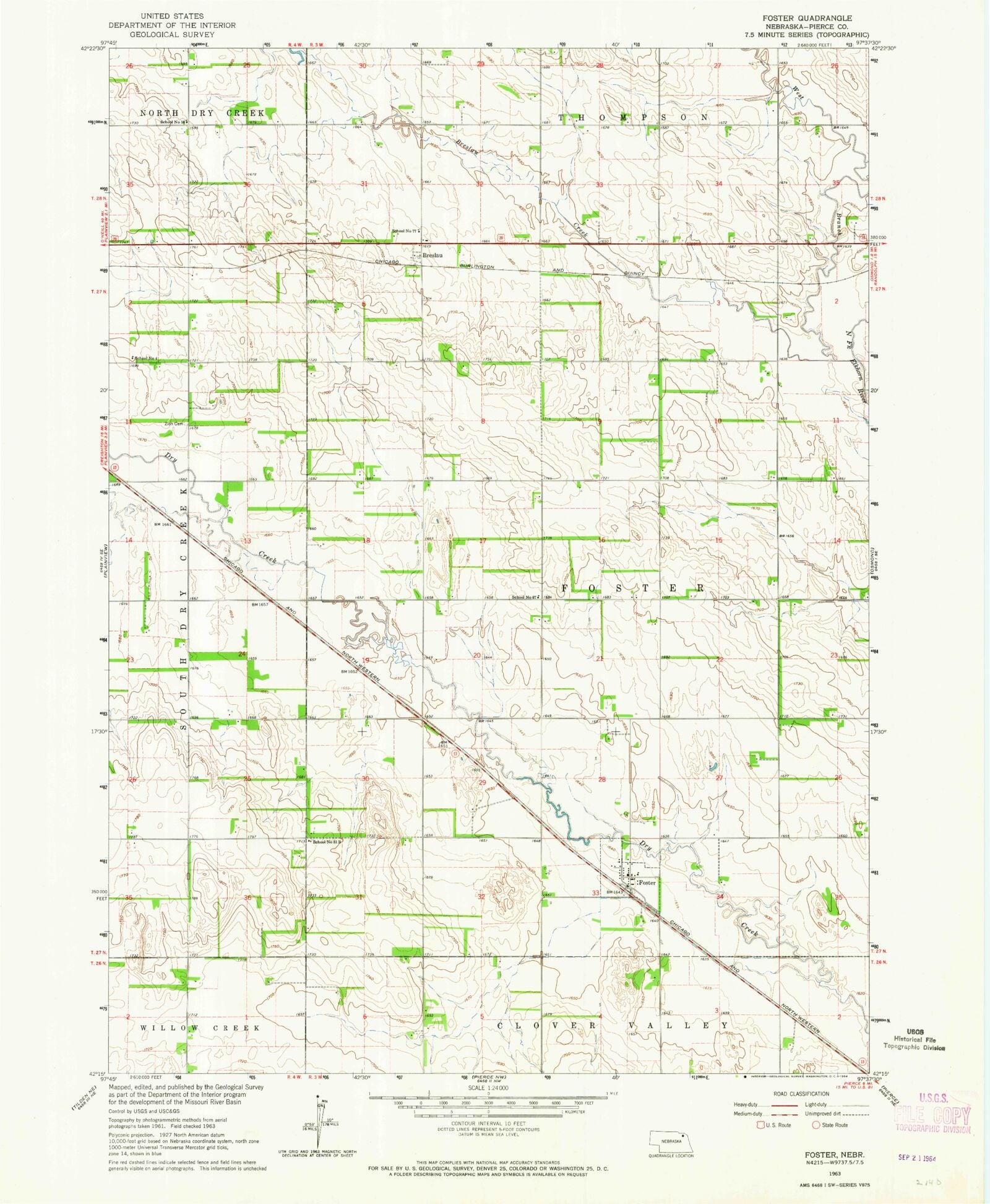 Classic USGS Foster Nebraska 7.5'x7.5' Topo Map – MyTopo Map Store