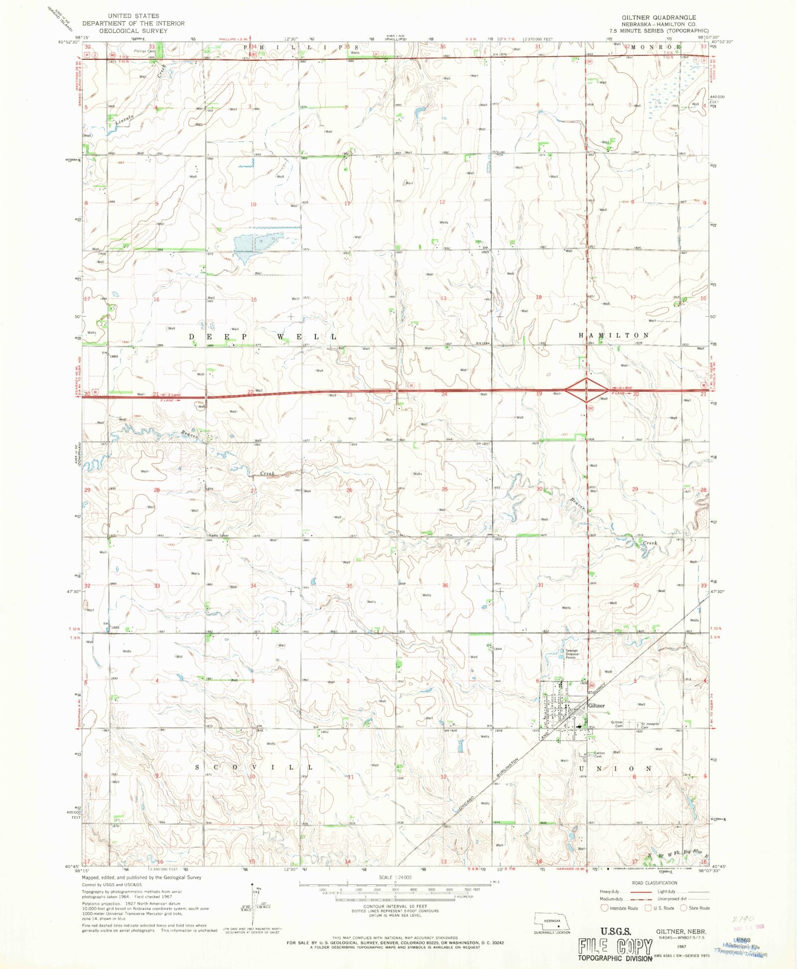 Classic USGS Giltner Nebraska 7.5'x7.5' Topo Map – MyTopo Map Store