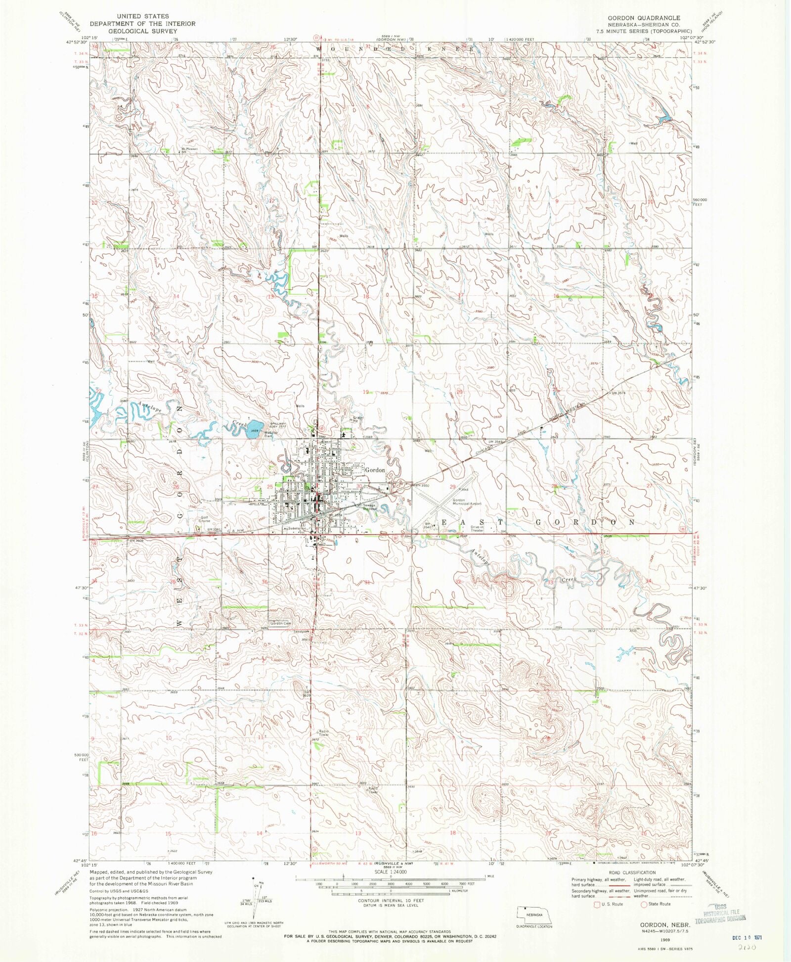Classic USGS Gordon Nebraska 7.5'x7.5' Topo Map – MyTopo Map Store