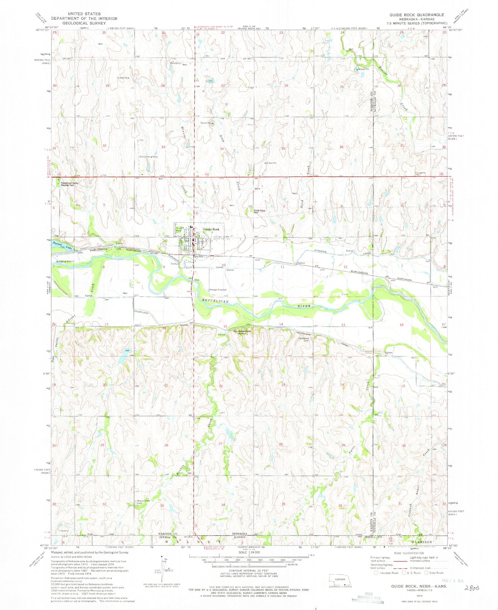 Classic USGS Guide Rock Nebraska 7.5'x7.5' Topo Map – MyTopo Map Store