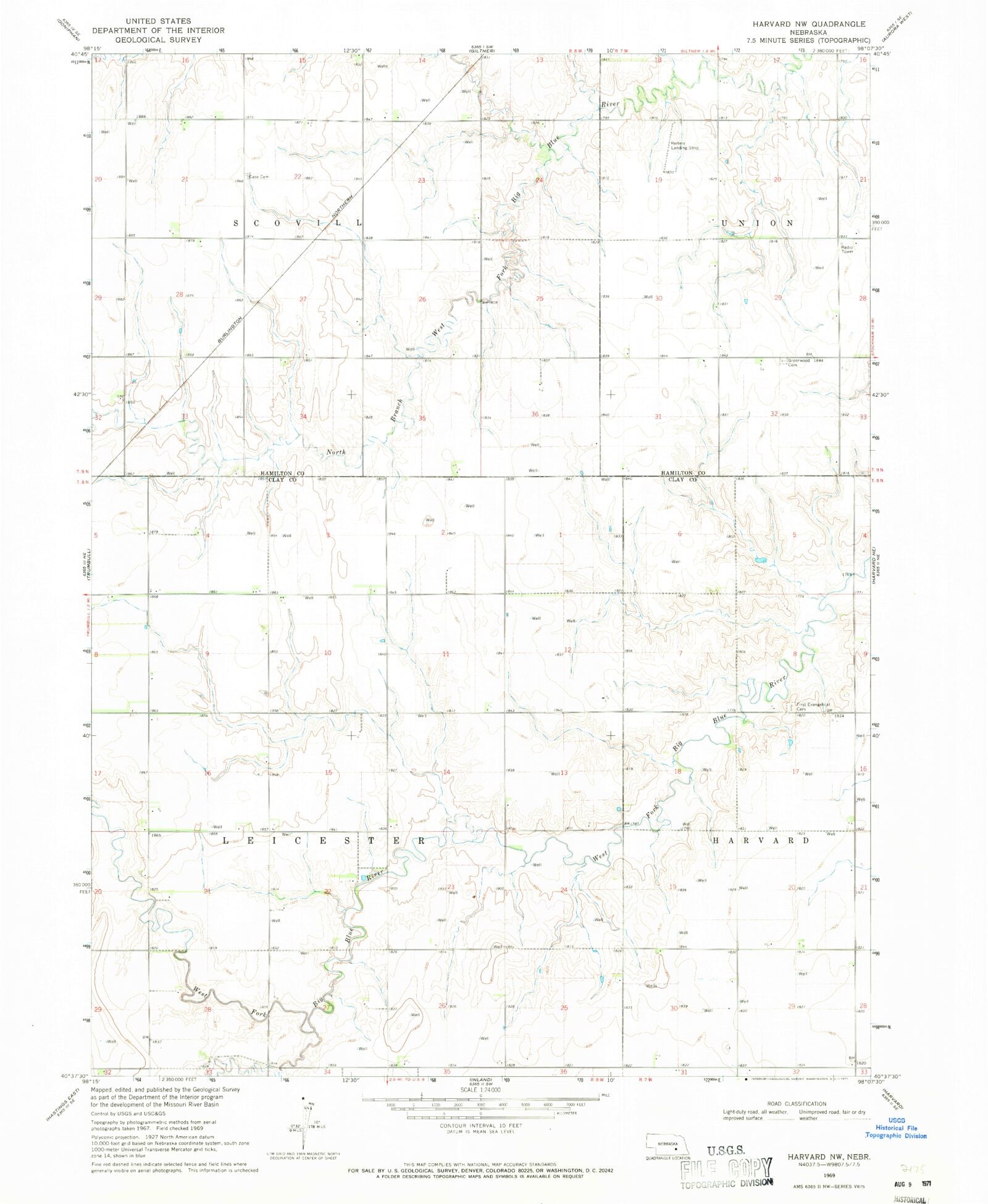 Classic USGS Harvard NW Nebraska 7.5'x7.5' Topo Map – MyTopo Map Store