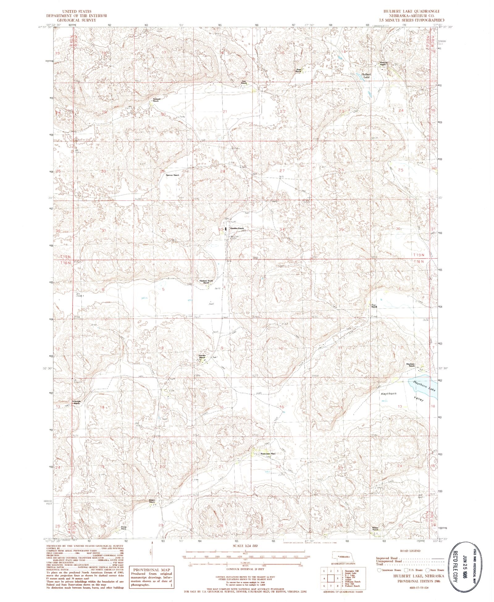Classic USGS Hulbert Lake Nebraska 7.5'x7.5' Topo Map – MyTopo Map Store