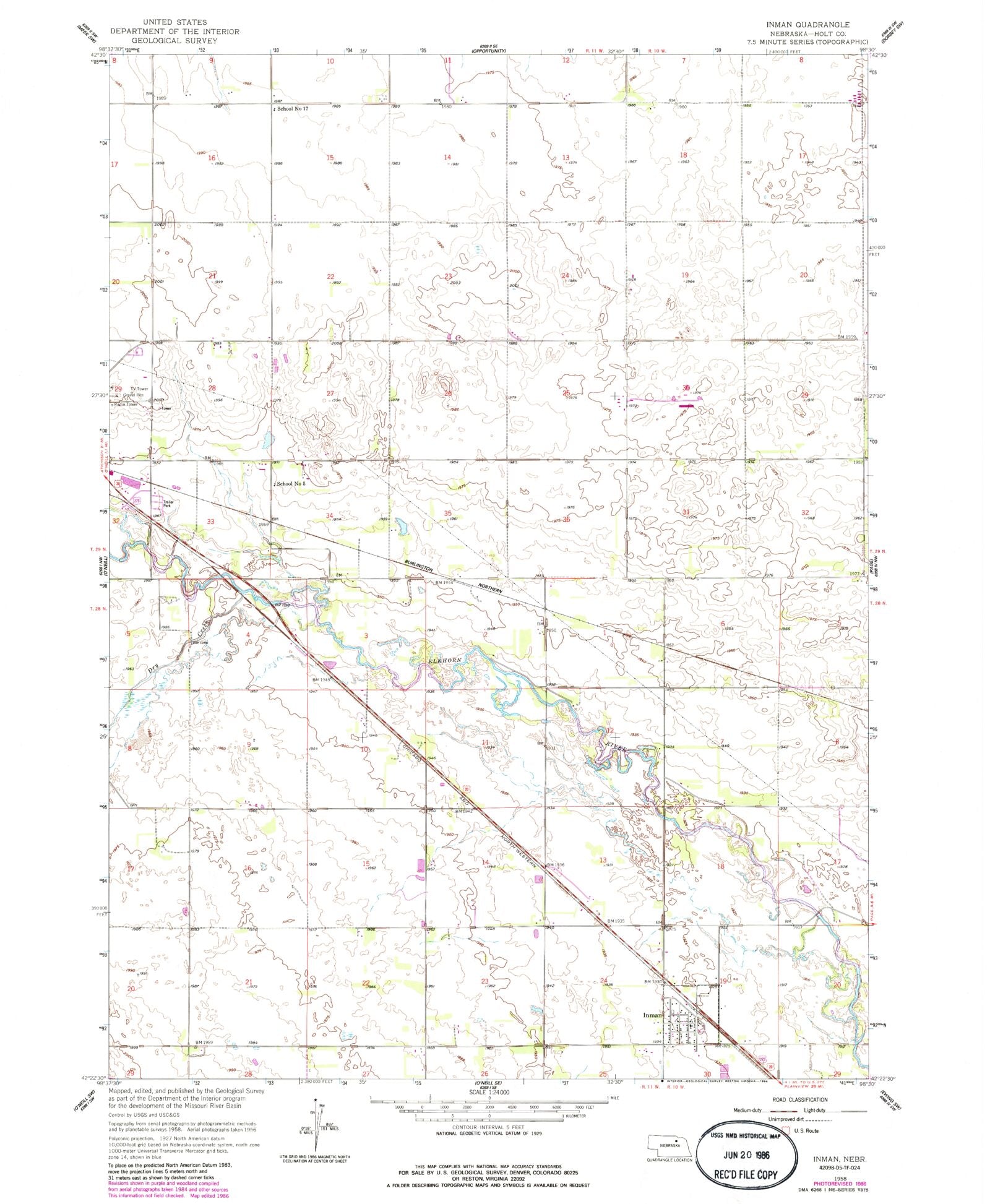 Classic USGS Inman Nebraska 7.5'x7.5' Topo Map – MyTopo Map Store