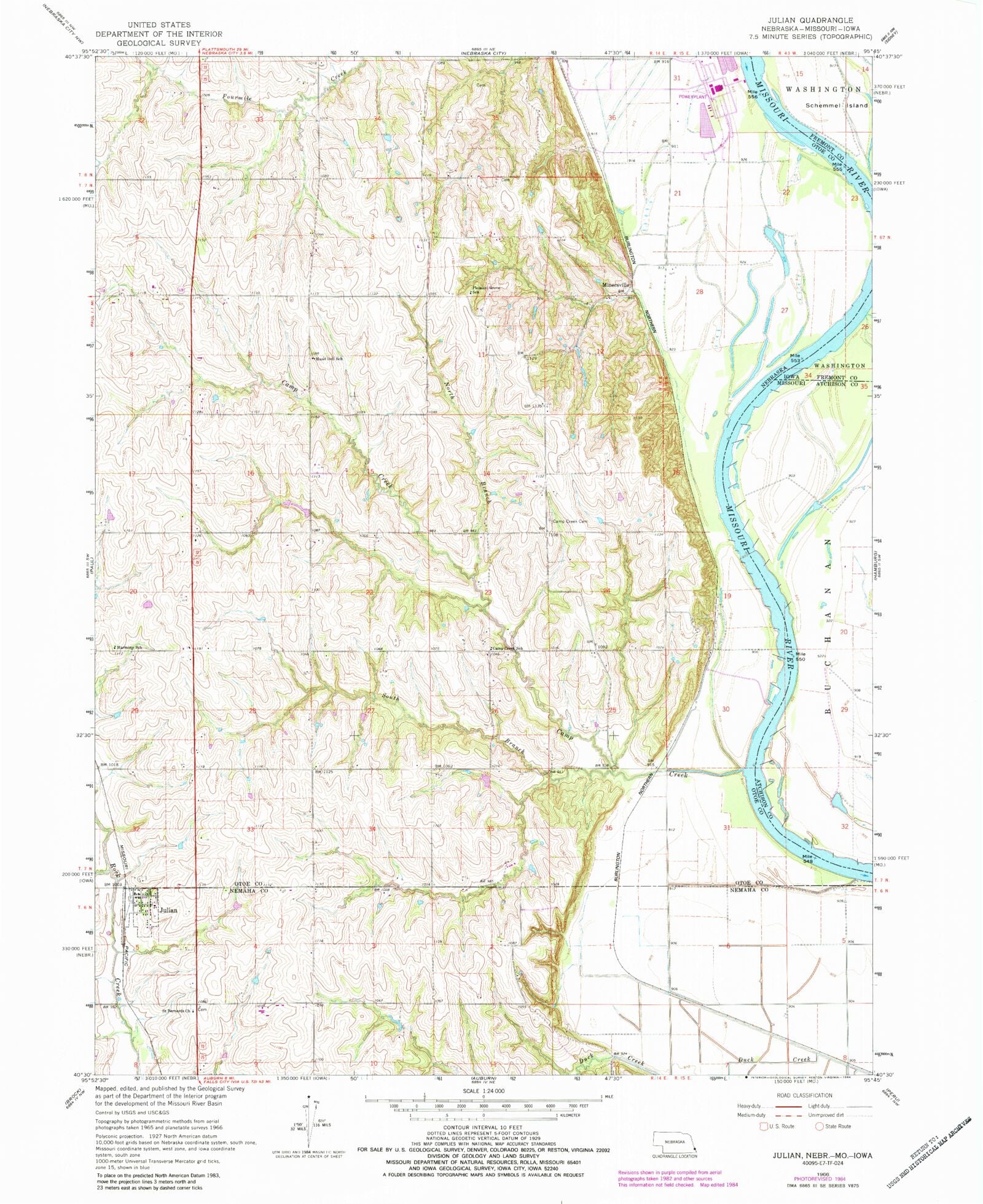 Classic USGS Julian Nebraska 7.5'x7.5' Topo Map – MyTopo Map Store