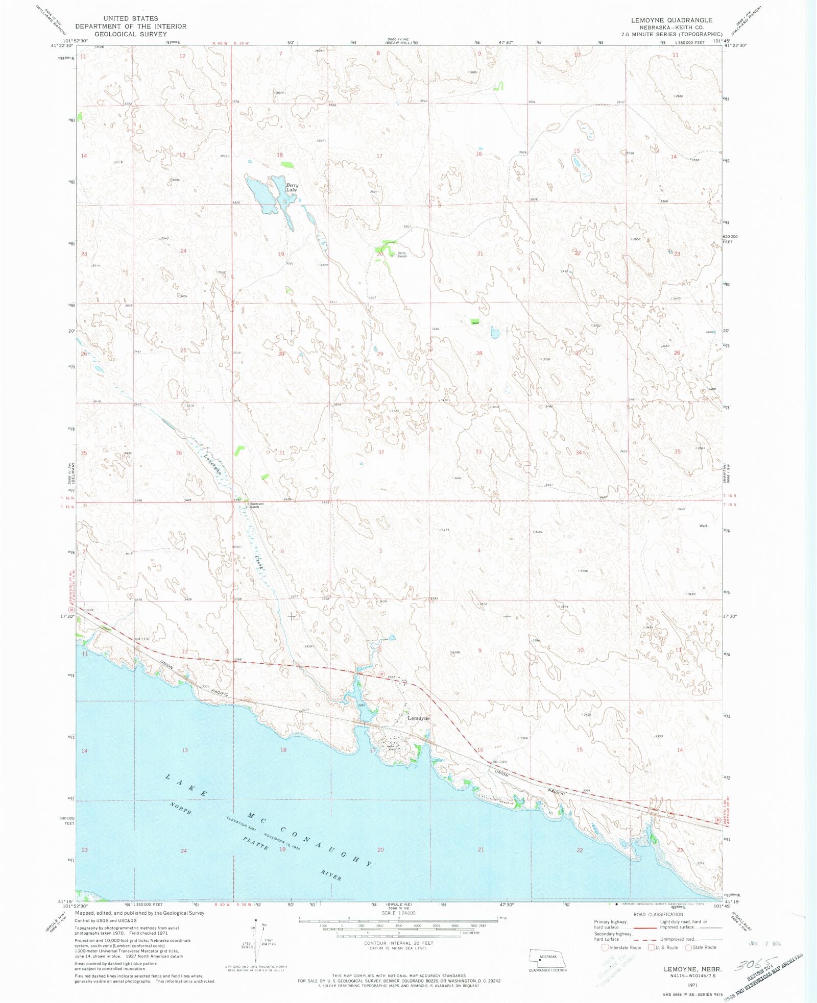 Classic USGS Lemoyne Nebraska 7.5'x7.5' Topo Map – MyTopo Map Store