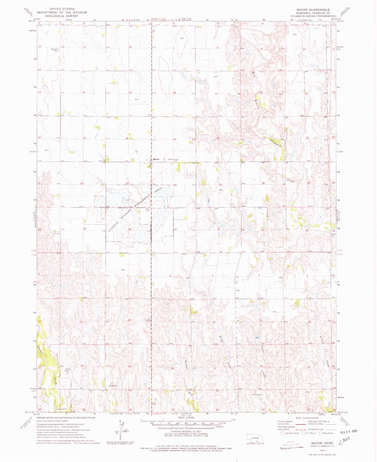 Classic USGS Macon Nebraska 7.5'x7.5' Topo Map – MyTopo Map Store