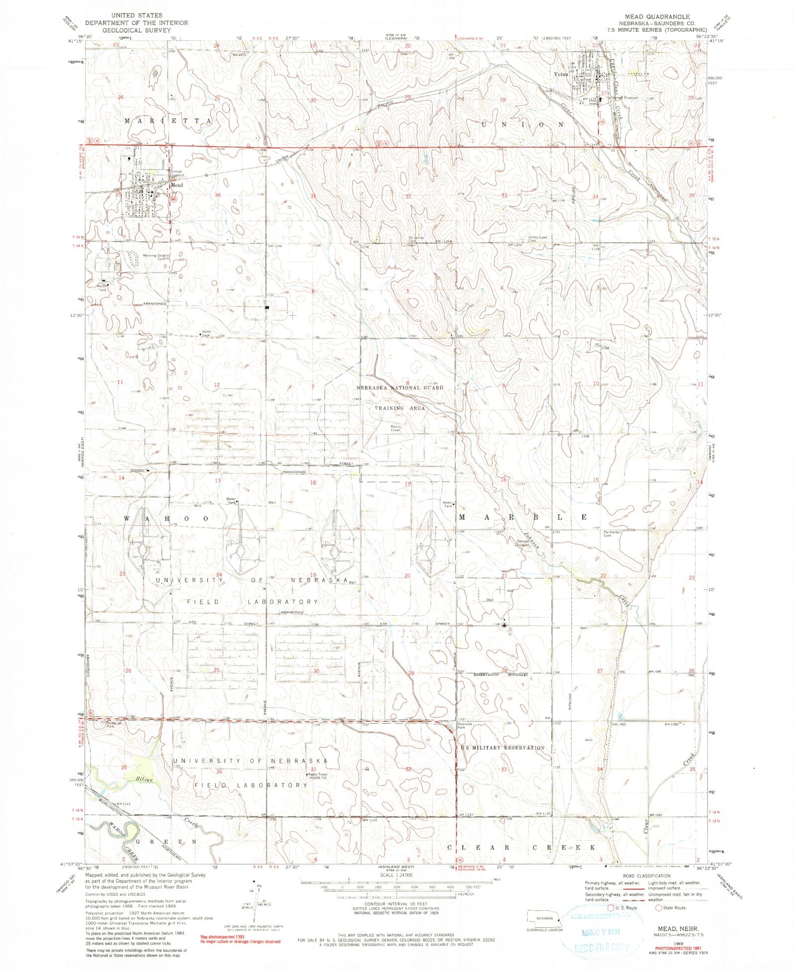 Classic USGS Mead Nebraska 7.5'x7.5' Topo Map – MyTopo Map Store