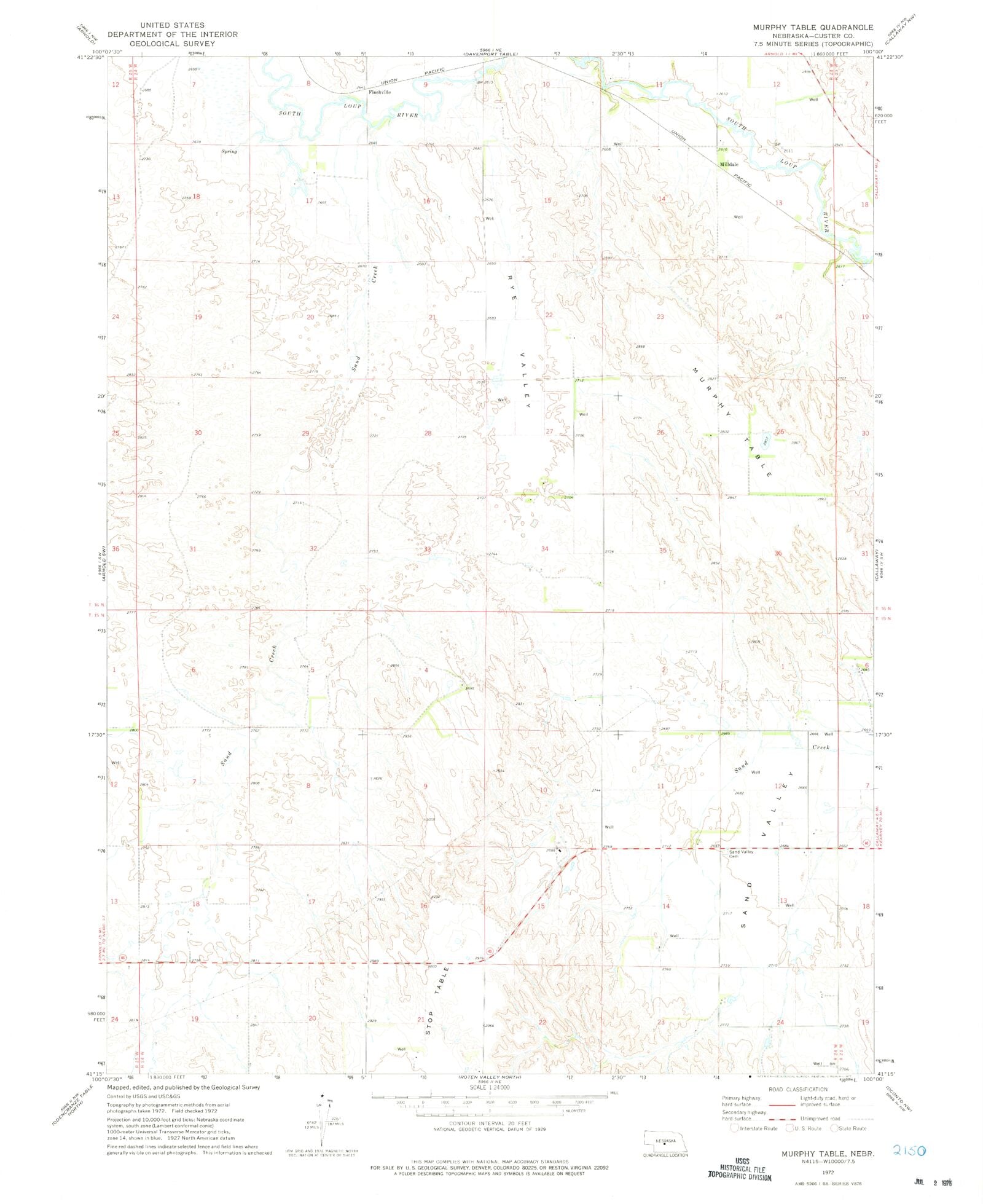 Classic USGS Murphy Table Nebraska 7.5'x7.5' Topo Map – MyTopo Map Store