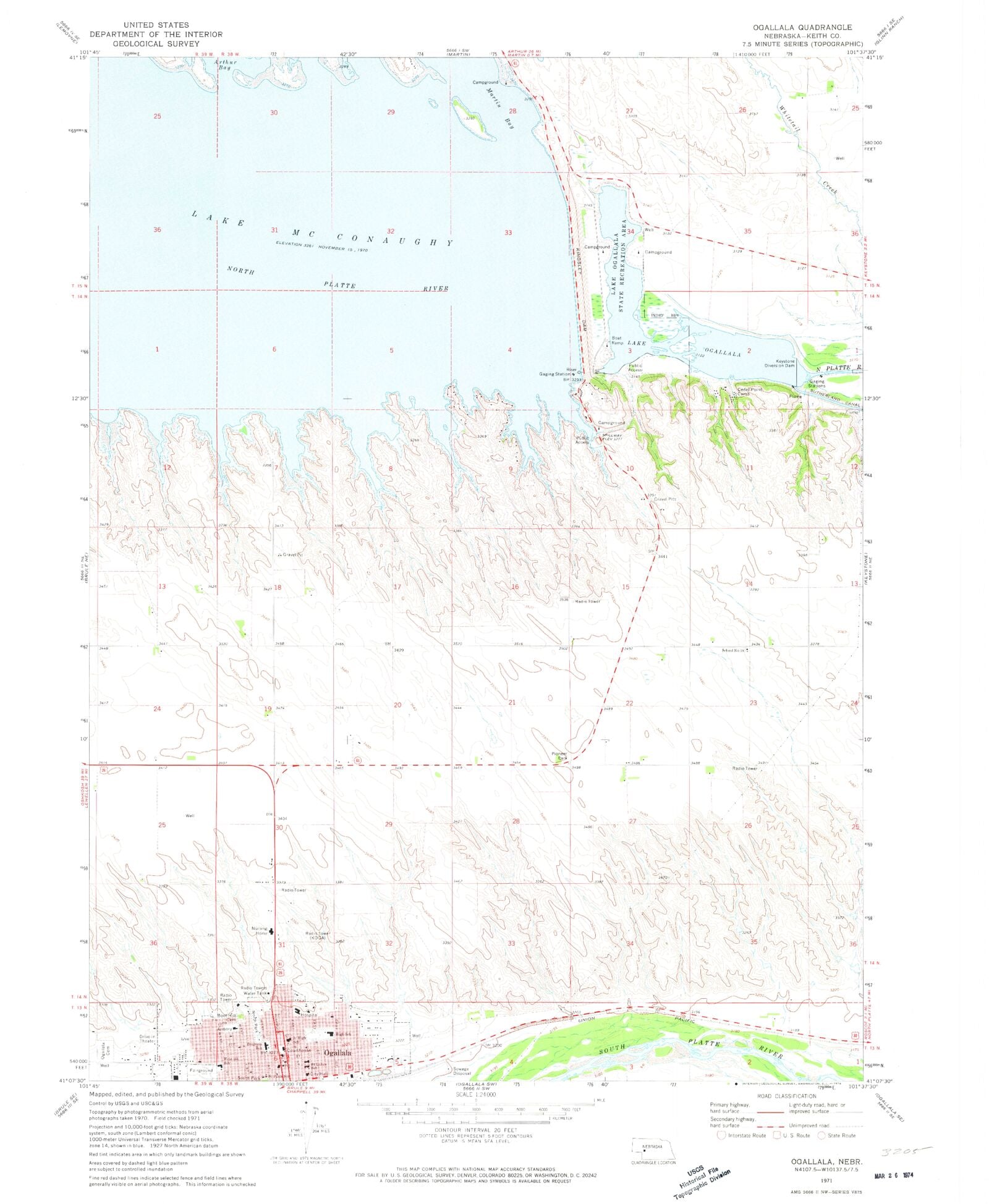 Classic USGS Ogallala Nebraska 7.5'x7.5' Topo Map – MyTopo Map Store