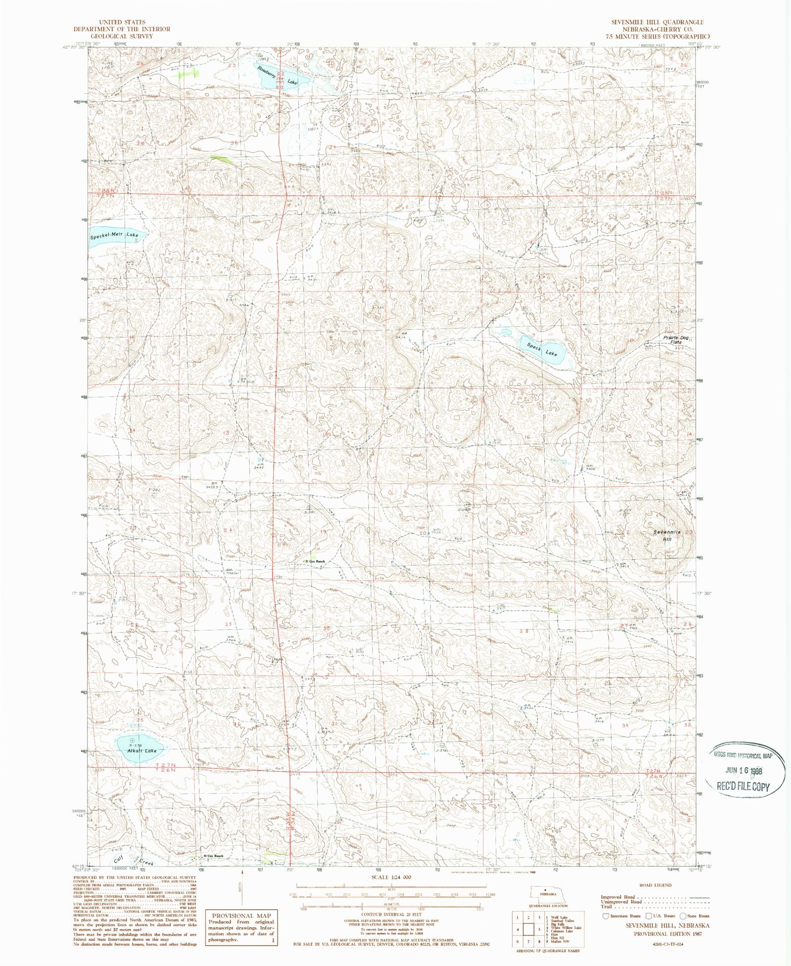 Classic USGS Sevenmile Hill Nebraska 7.5'x7.5' Topo Map – MyTopo Map Store