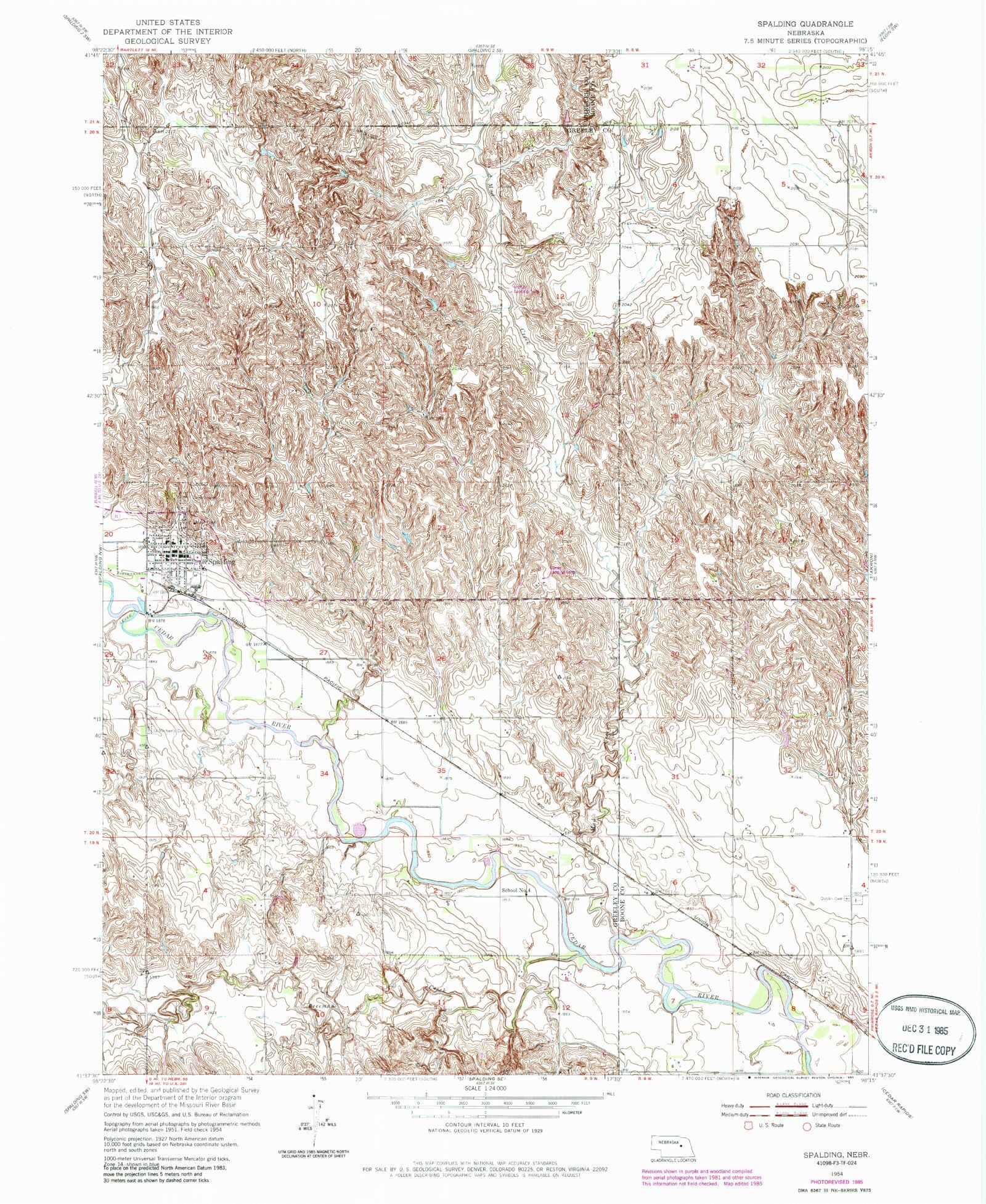 Classic USGS Spalding Nebraska 7.5'x7.5' Topo Map – MyTopo Map Store