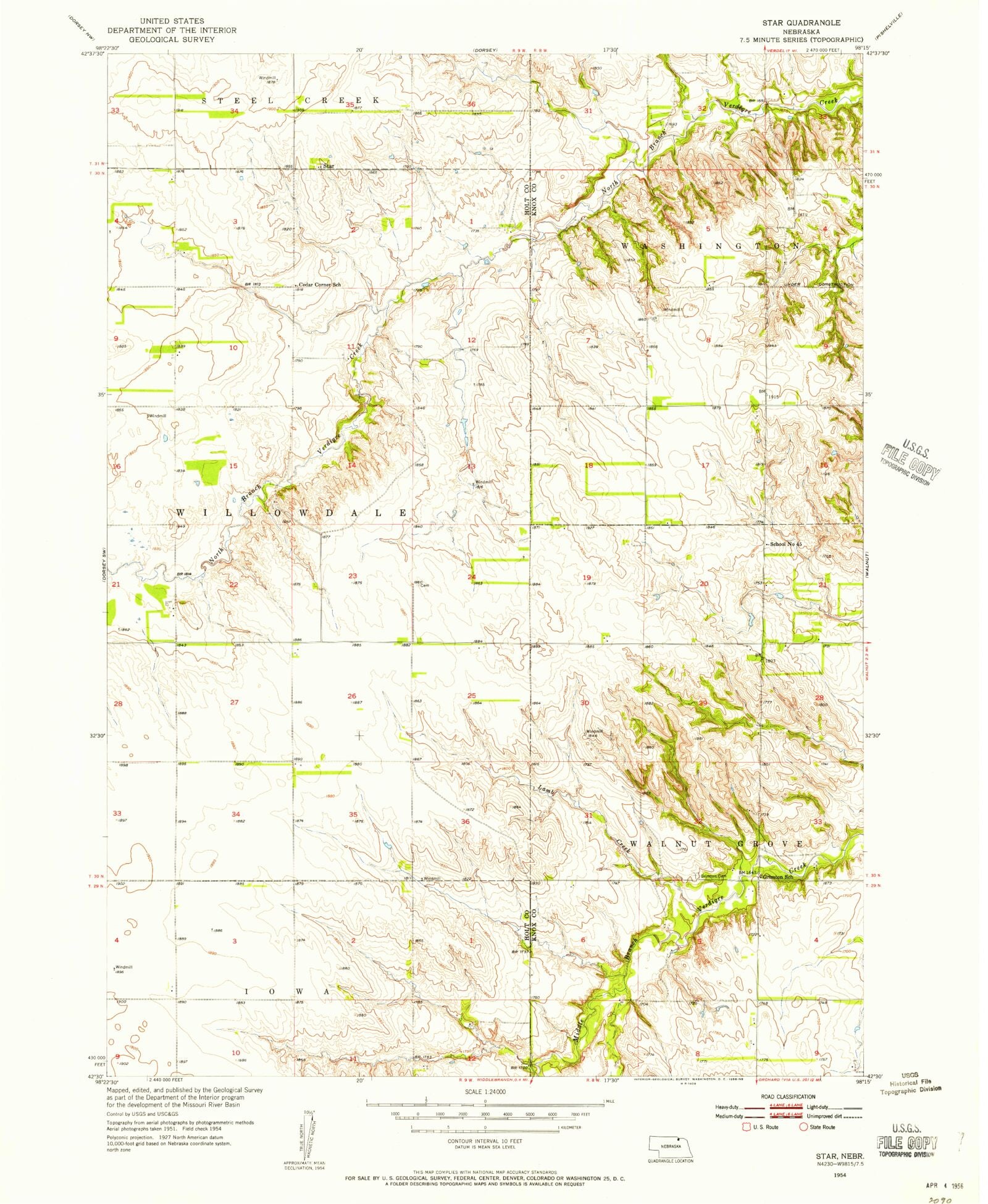 Classic USGS Star Nebraska 7.5'x7.5' Topo Map – MyTopo Map Store