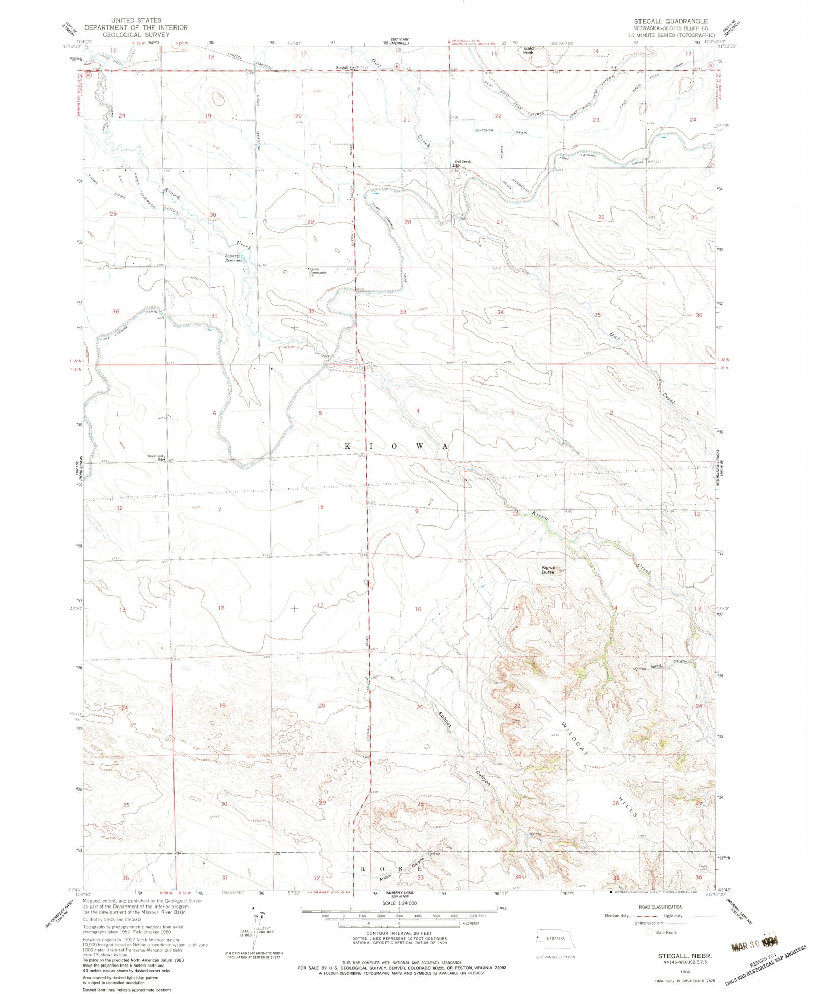 Classic USGS Stegall Nebraska 7.5'x7.5' Topo Map – MyTopo Map Store