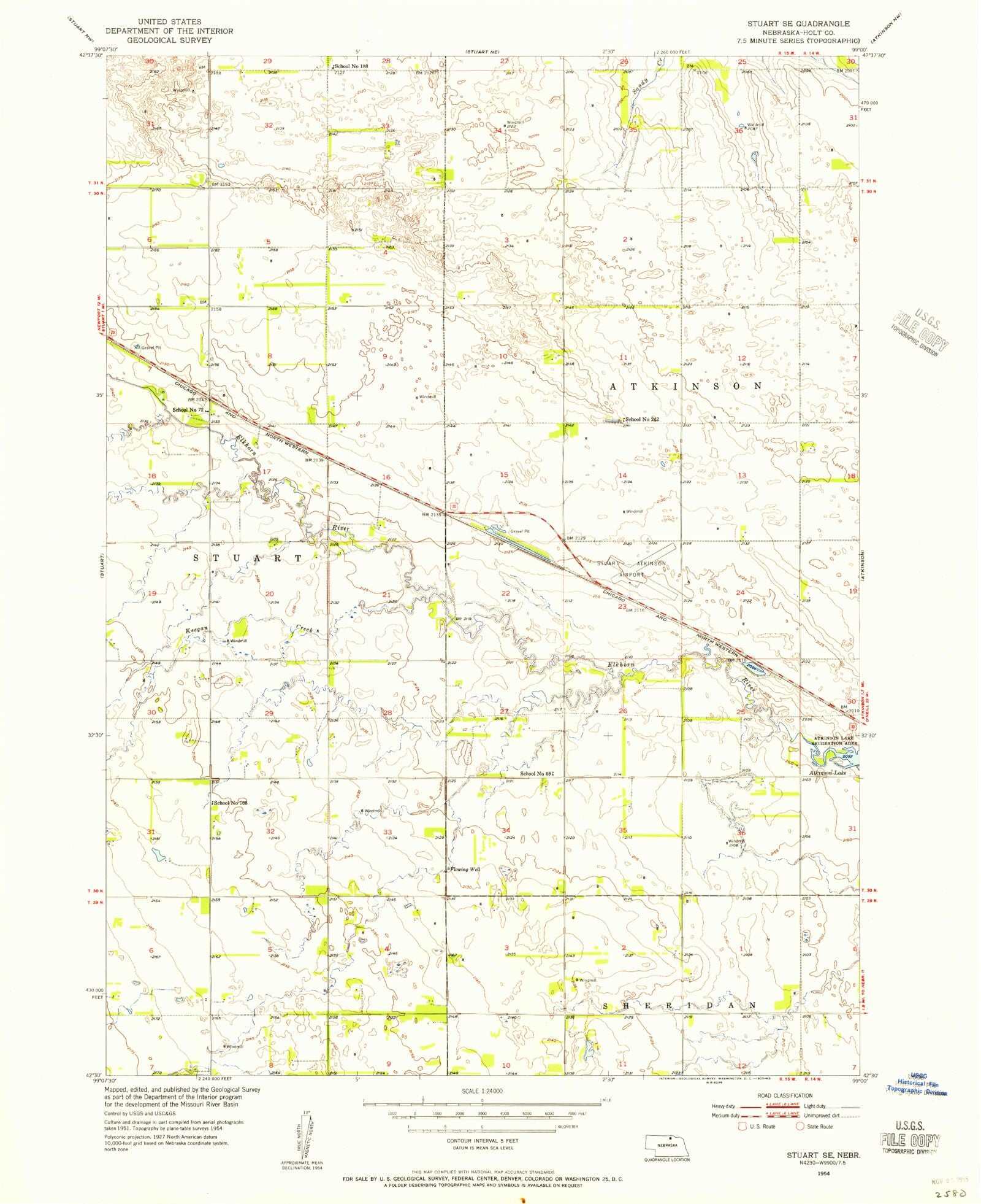 Classic USGS Stuart SE Nebraska 7.5'x7.5' Topo Map – MyTopo Map Store