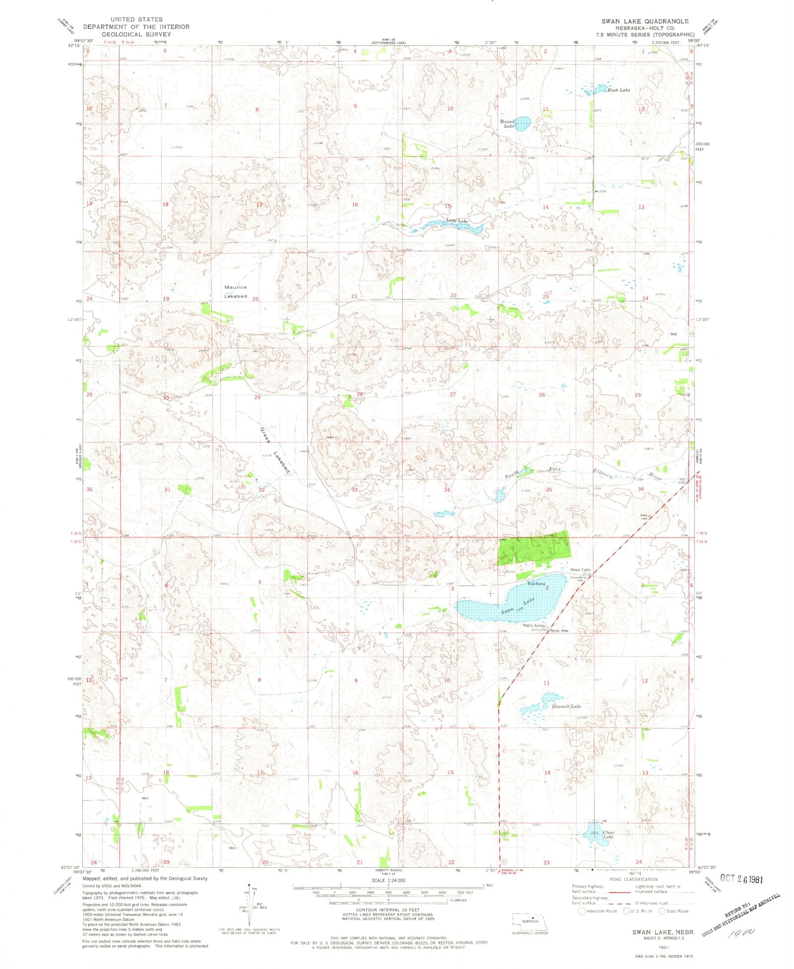 Classic USGS Swan Lake Nebraska 7.5'x7.5' Topo Map – MyTopo Map Store