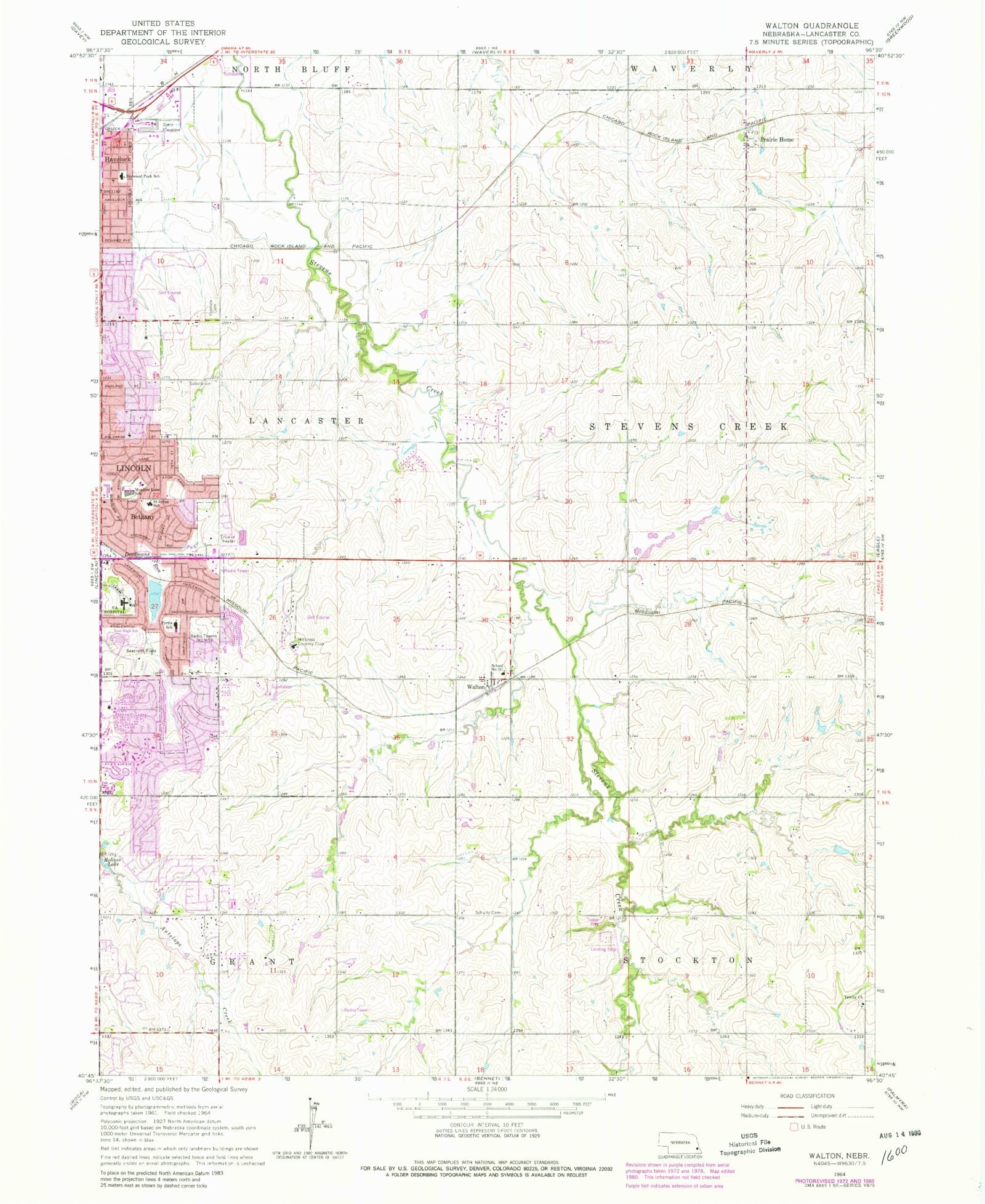 Classic USGS Walton Nebraska 7.5'x7.5' Topo Map – MyTopo Map Store