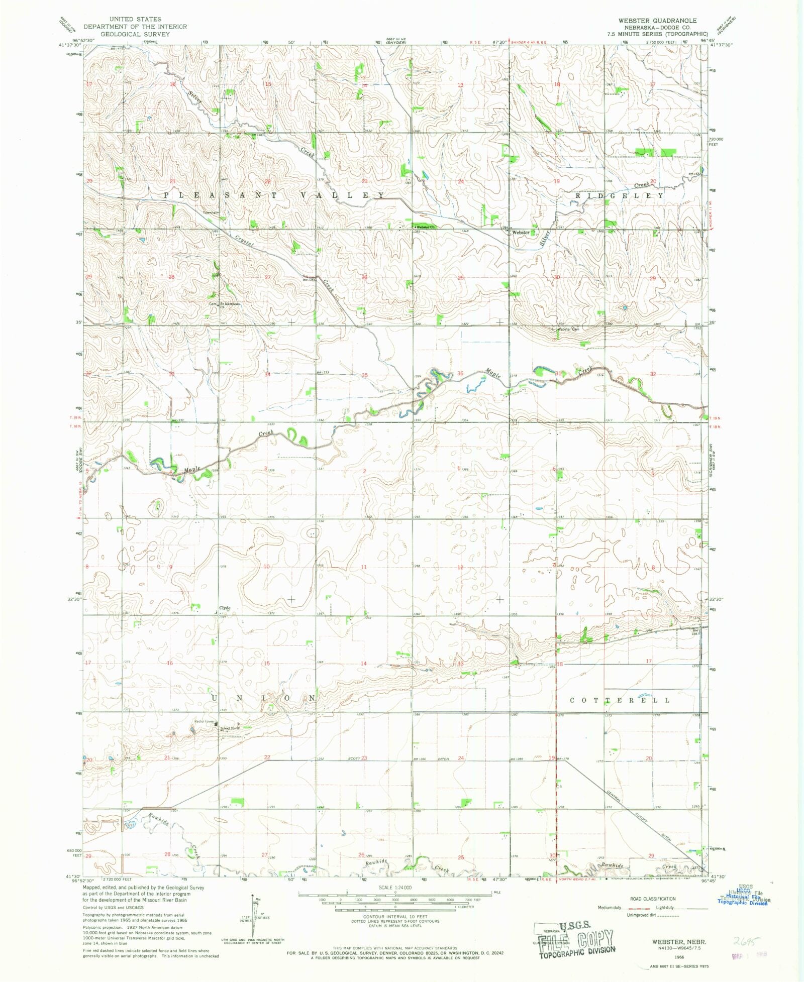 Classic USGS Webster Nebraska 7.5'x7.5' Topo Map – MyTopo Map Store