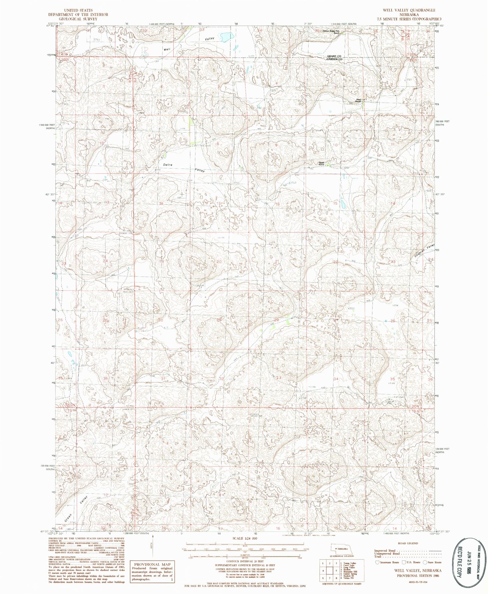 Classic USGS Well Valley Nebraska 7.5'x7.5' Topo Map – MyTopo Map Store