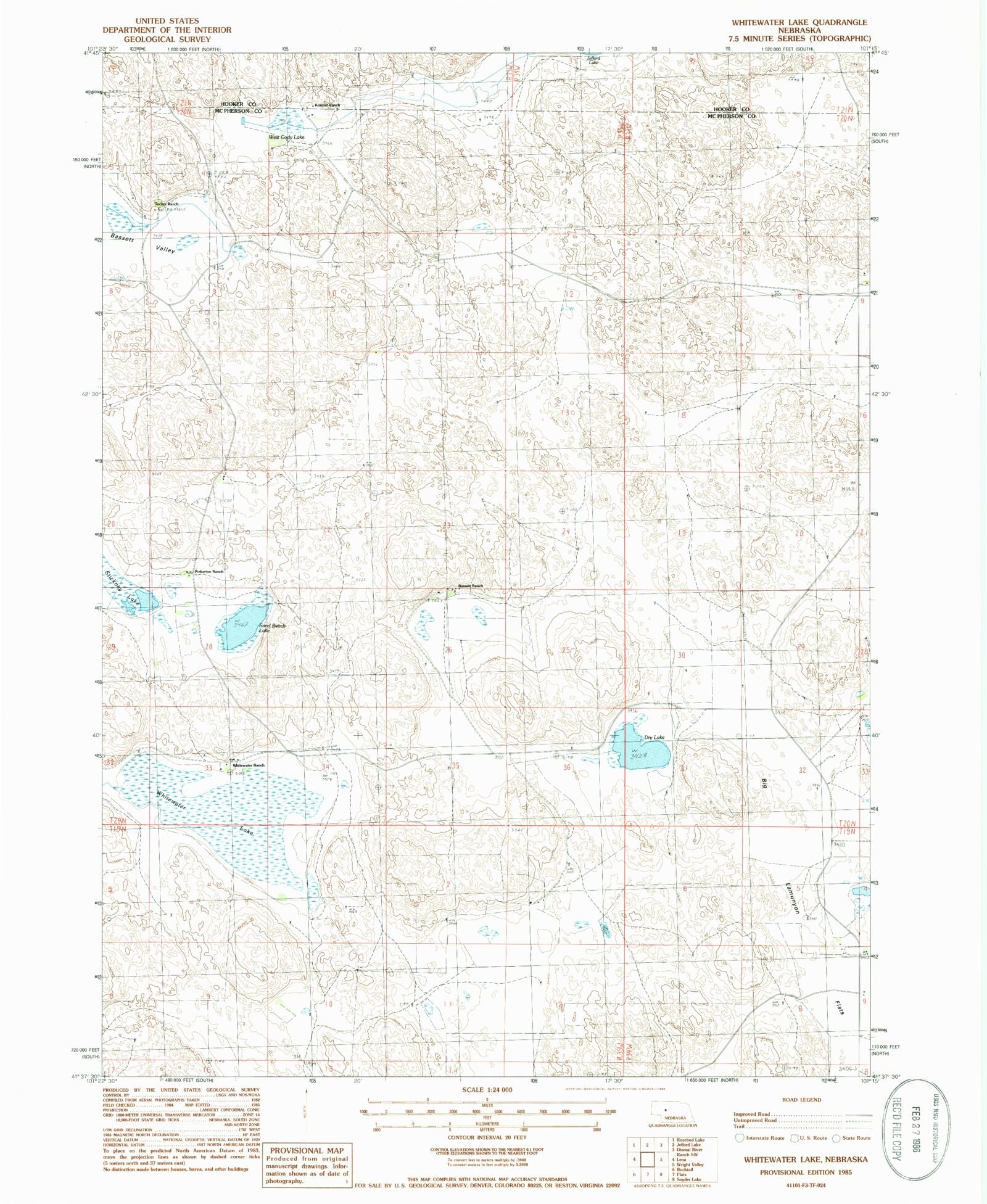 Classic USGS Whitewater Lake Nebraska 7.5'x7.5' Topo Map – MyTopo Map Store