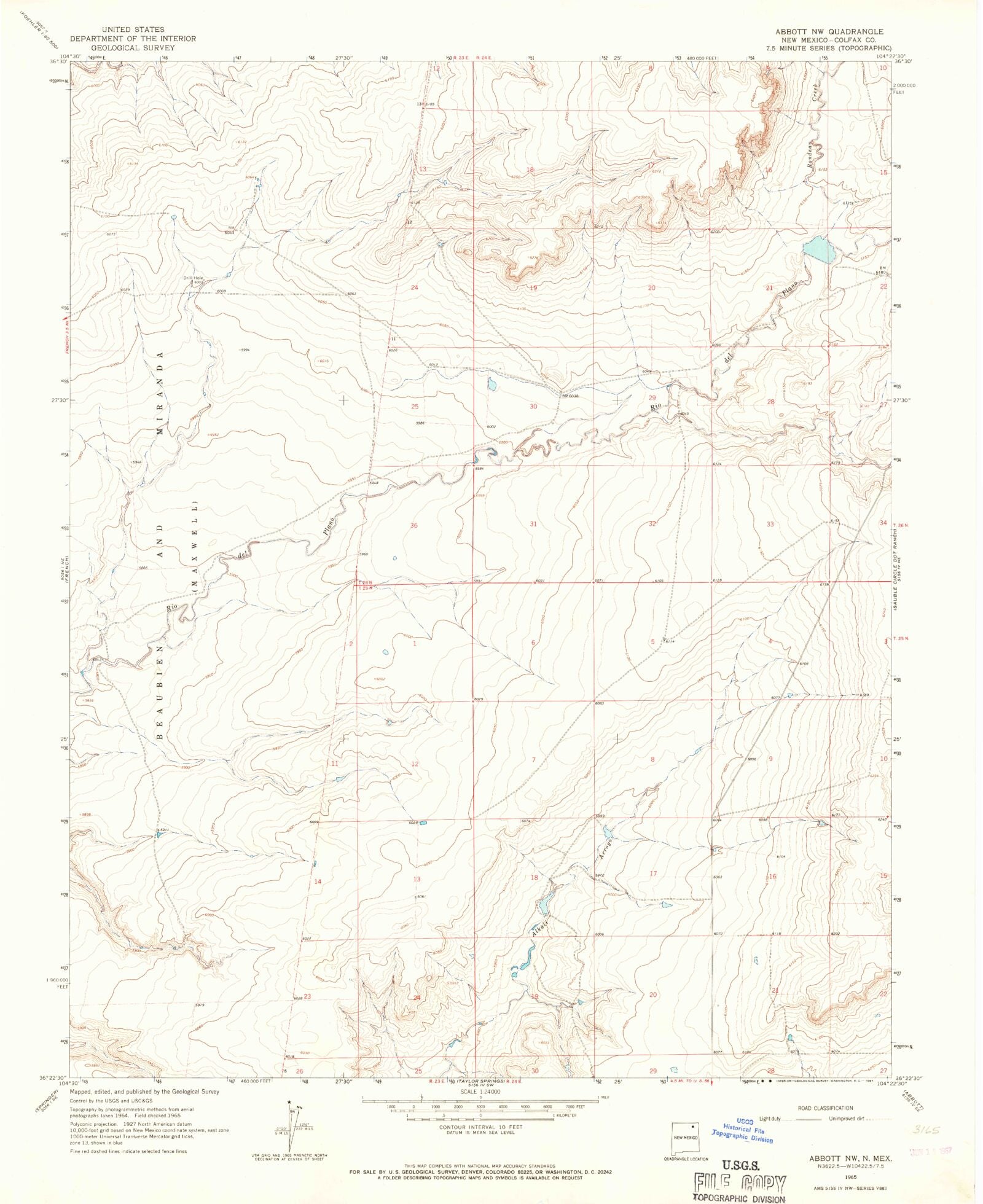 Classic USGS Abbott NW New Mexico 7.5'x7.5' Topo Map – MyTopo Map Store