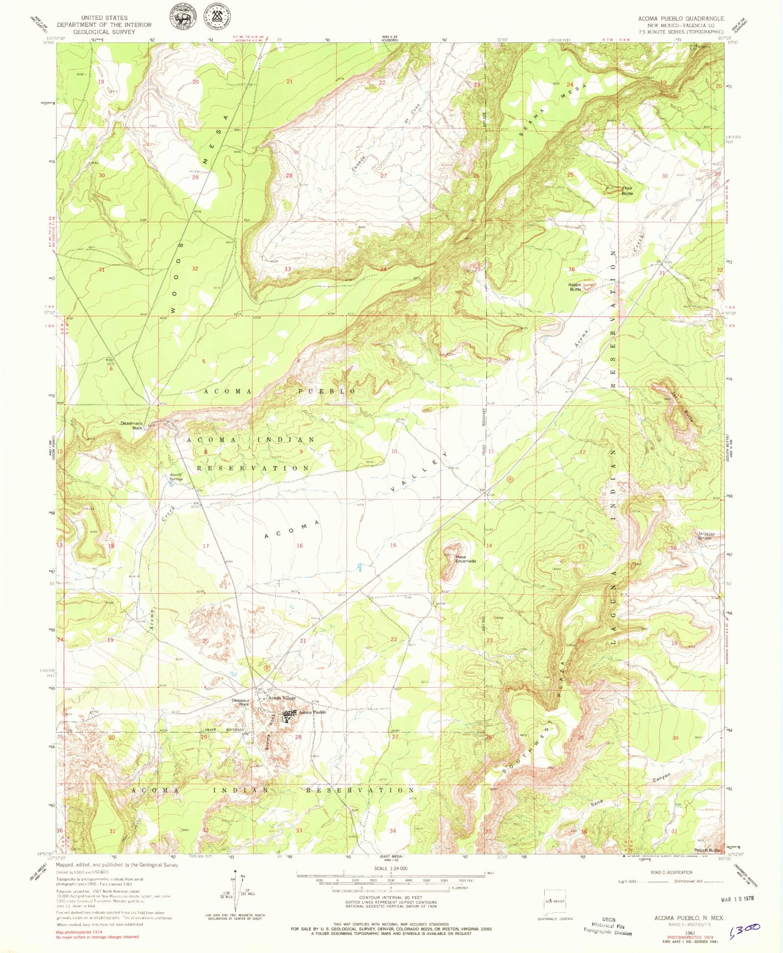 Classic USGS Acoma Pueblo New Mexico 7.5'x7.5' Topo Map – MyTopo Map Store