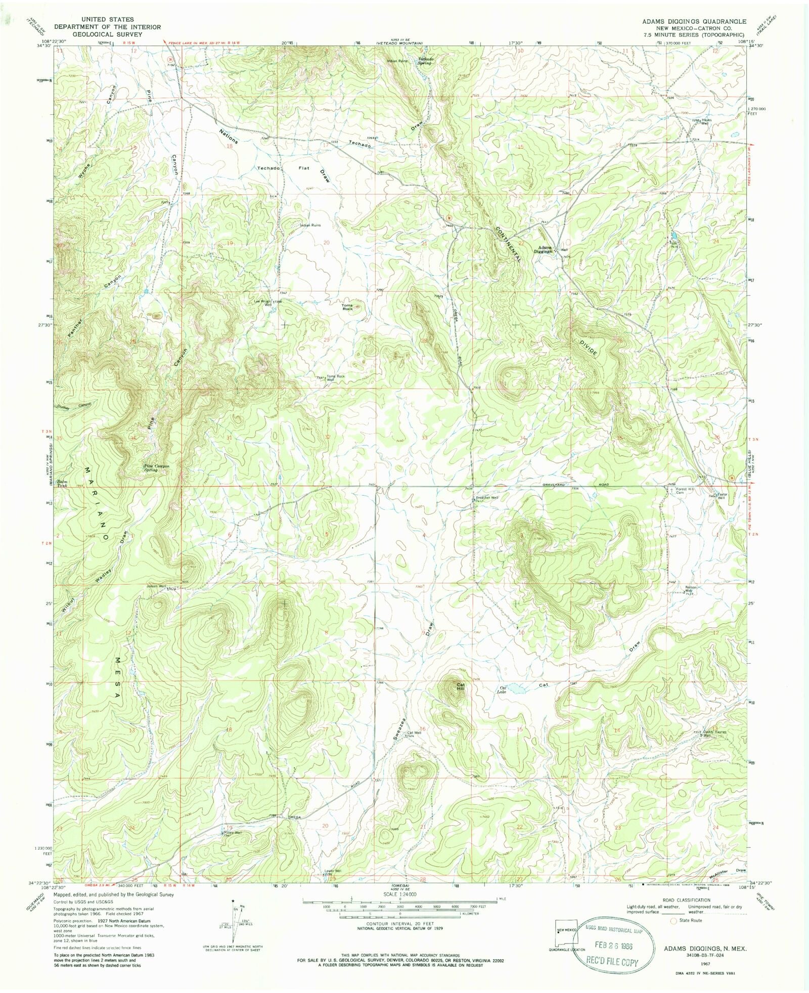 Classic USGS Adams Diggings New Mexico 7.5'x7.5' Topo Map – MyTopo Map ...