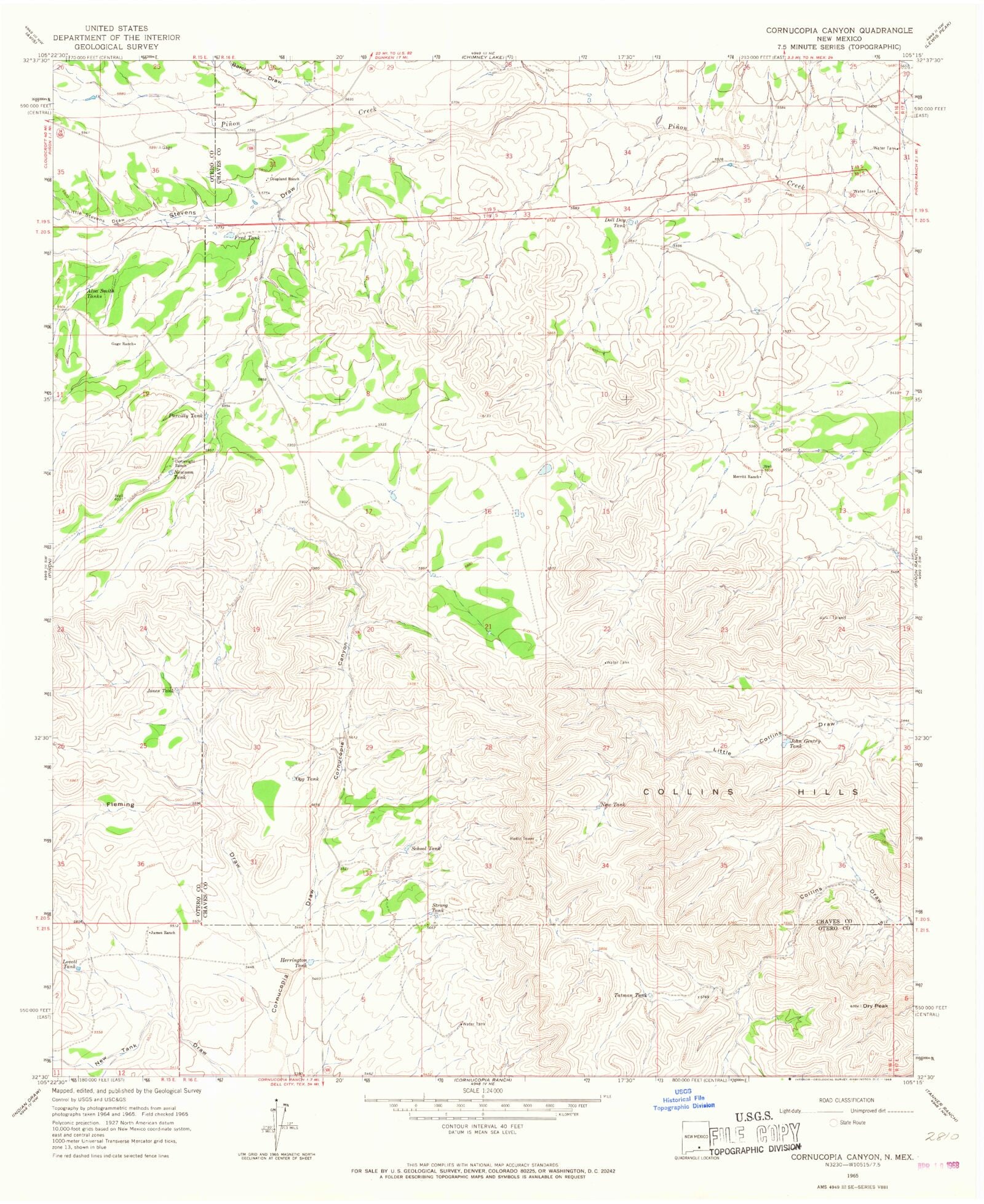 Classic USGS Cornucopia Canyon New Mexico 7.5'x7.5' Topo Map – MyTopo ...