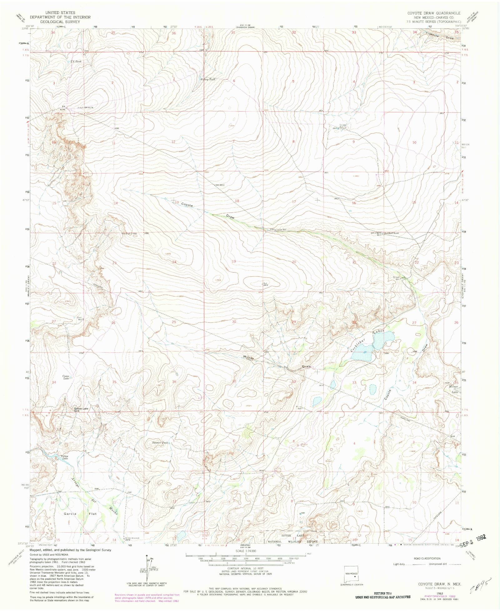 Classic USGS Coyote Draw New Mexico 7.5'x7.5' Topo Map – MyTopo Map Store