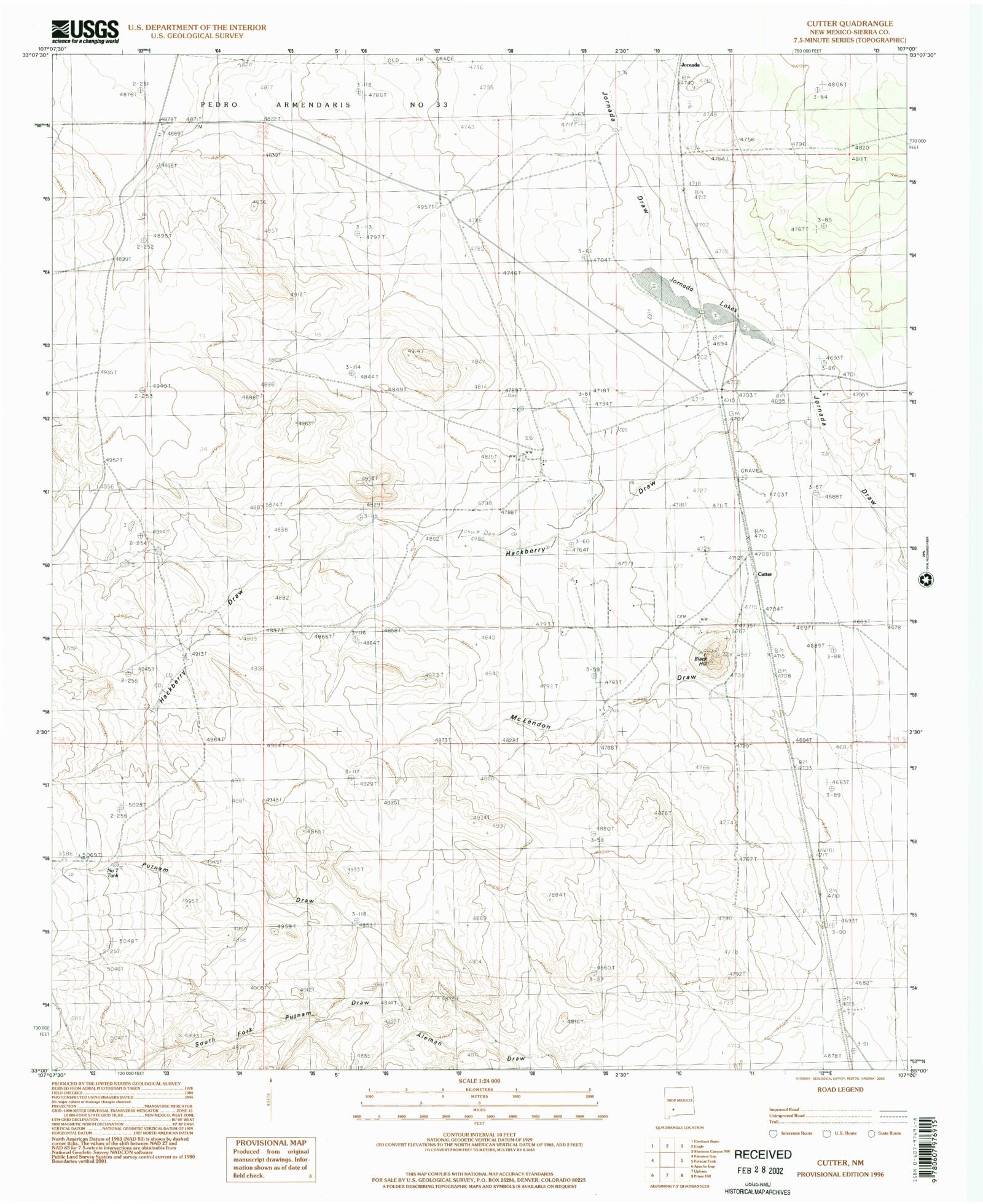 Classic USGS Cutter New Mexico 7.5'x7.5' Topo Map – MyTopo Map Store