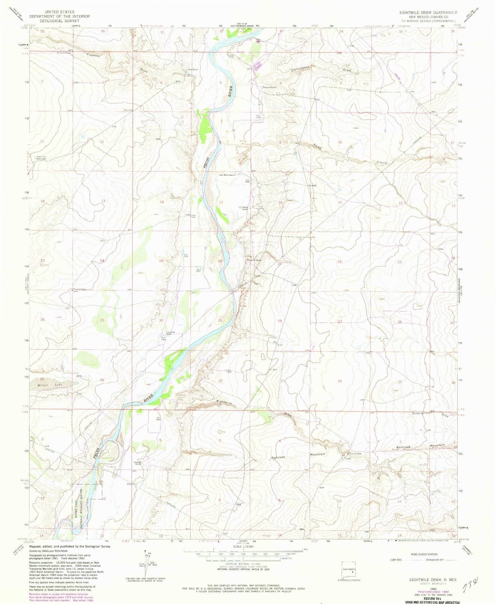 Classic USGS Eightmile Draw New Mexico 7.5'x7.5' Topo Map – MyTopo Map ...