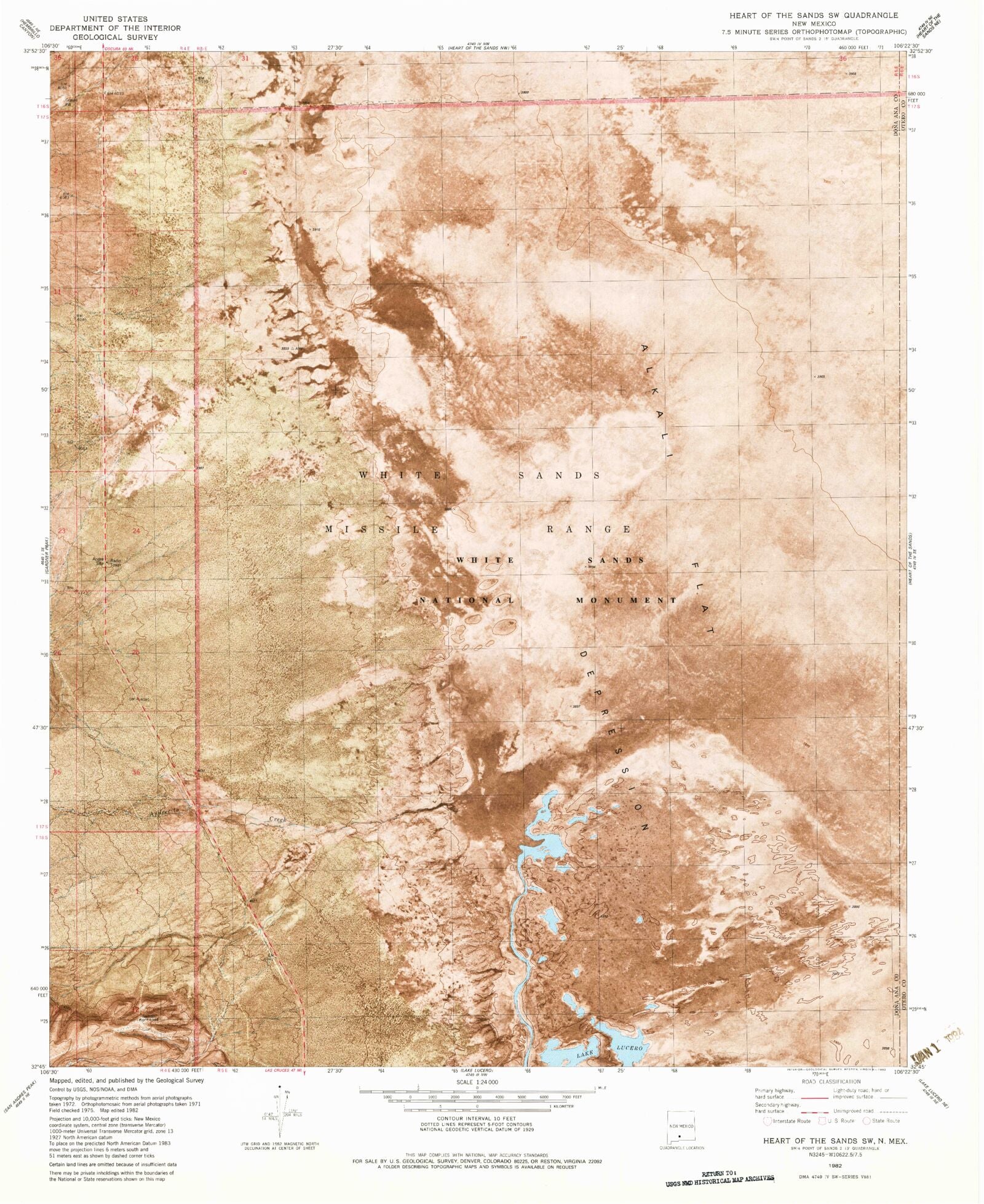 Classic USGS Heart of the Sands SW New Mexico 7.5'x7.5' Topo Map ...