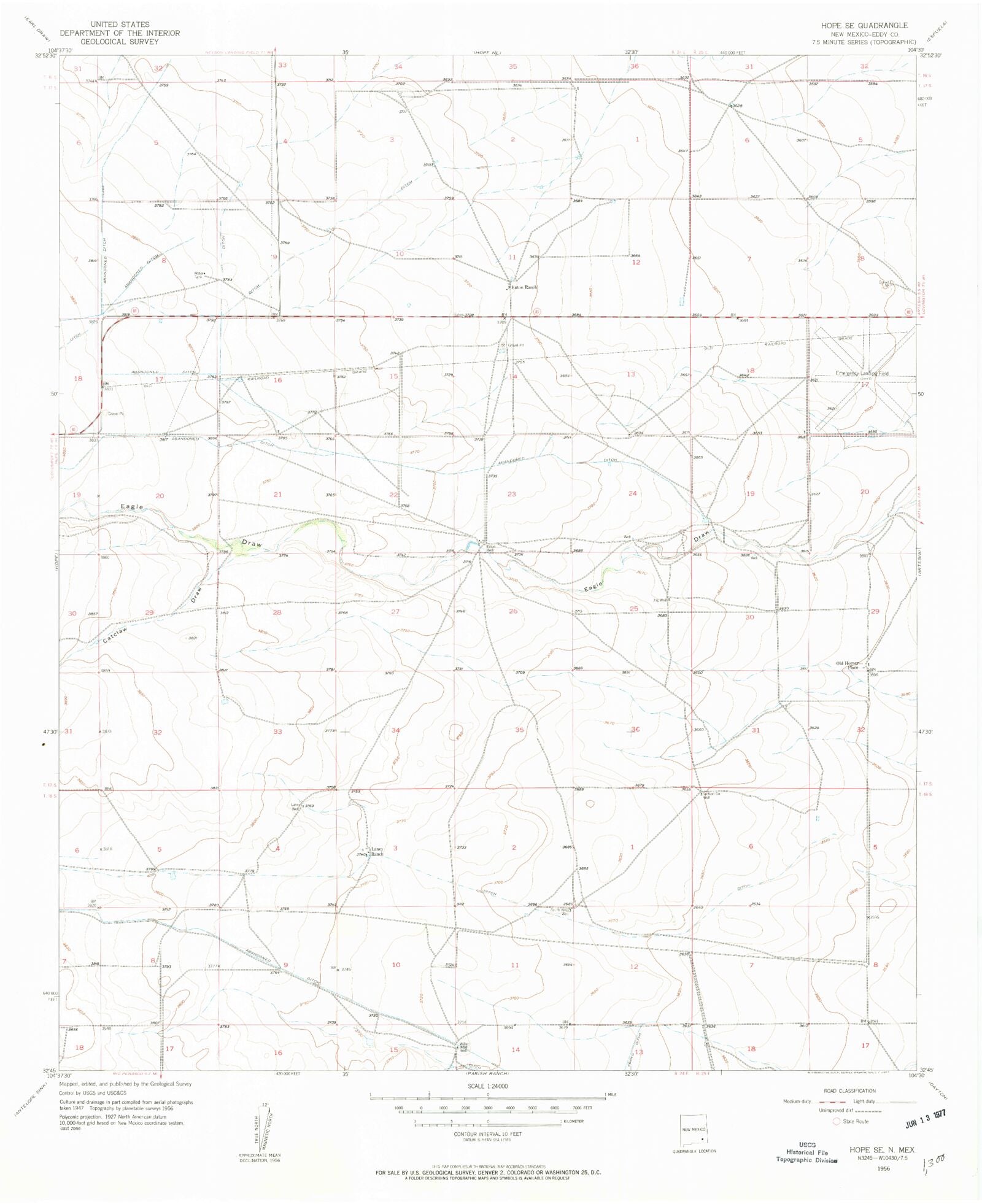 Classic USGS Hope SE New Mexico 7.5'x7.5' Topo Map – MyTopo Map Store