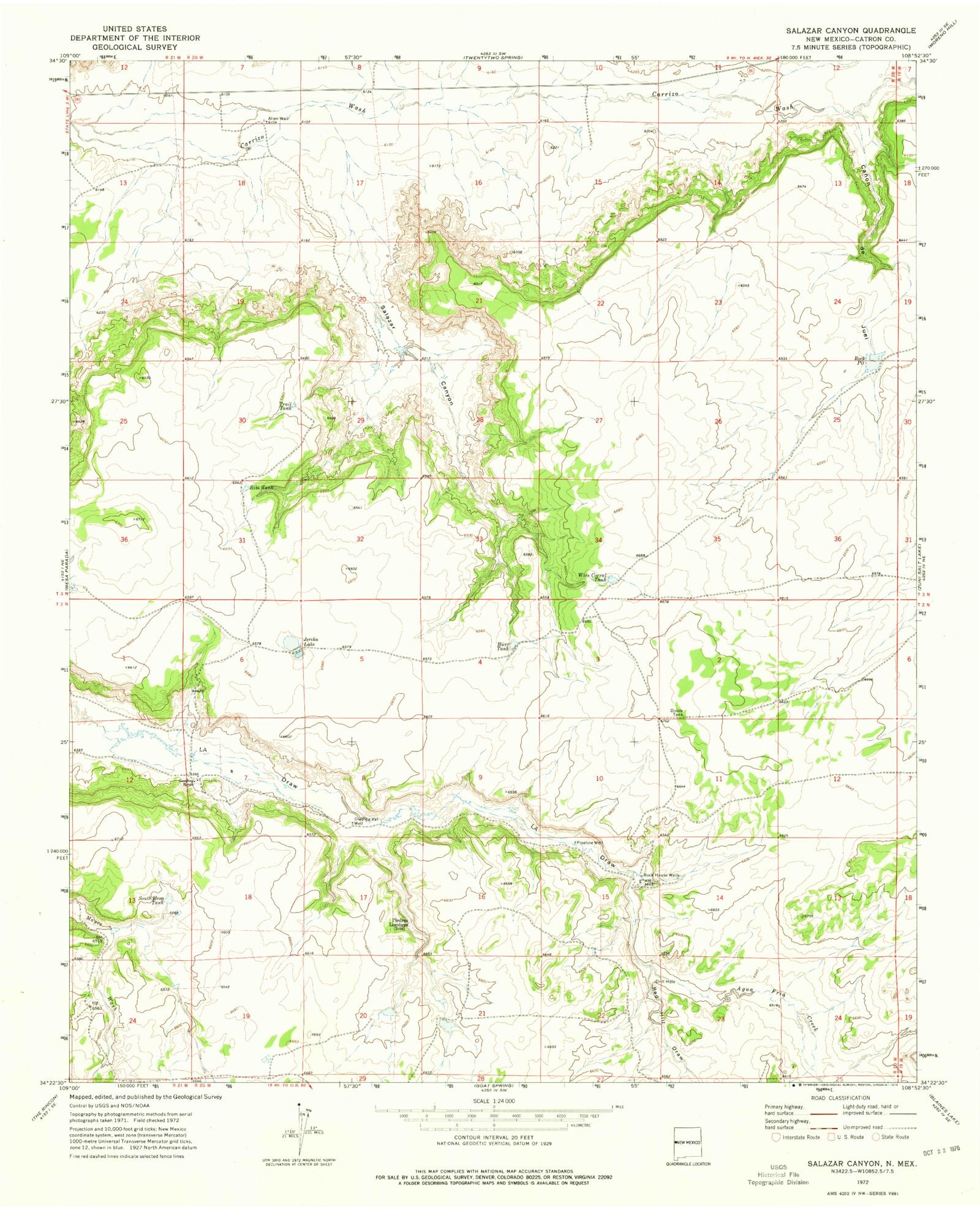Classic USGS Salazar Canyon New Mexico 7.5'x7.5' Topo Map – MyTopo Map ...