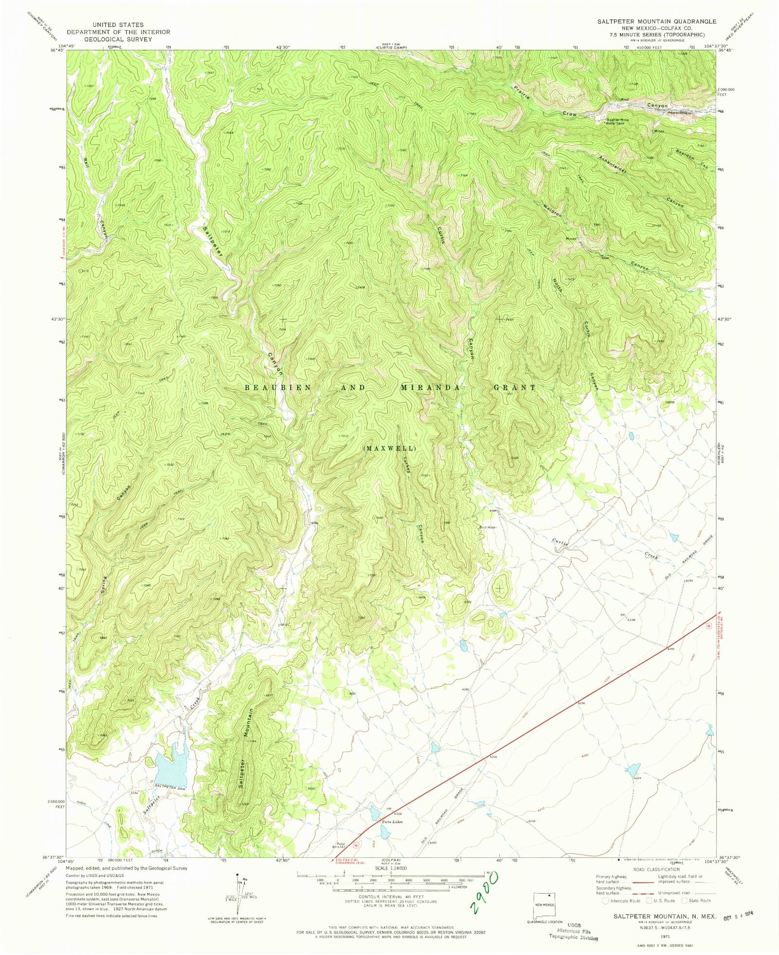 Classic USGS Saltpeter Mountain New Mexico 7.5'x7.5' Topo Map – MyTopo ...